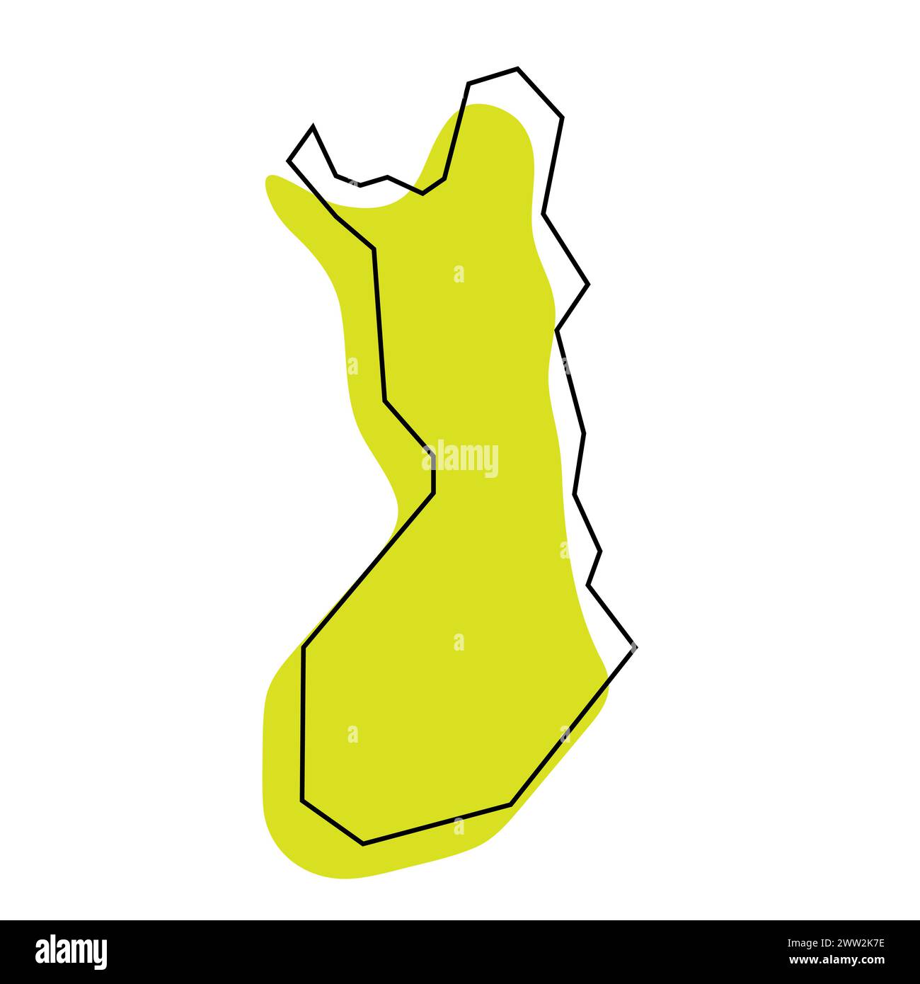 Finland country simplified map. Green silhouette with thin black ...