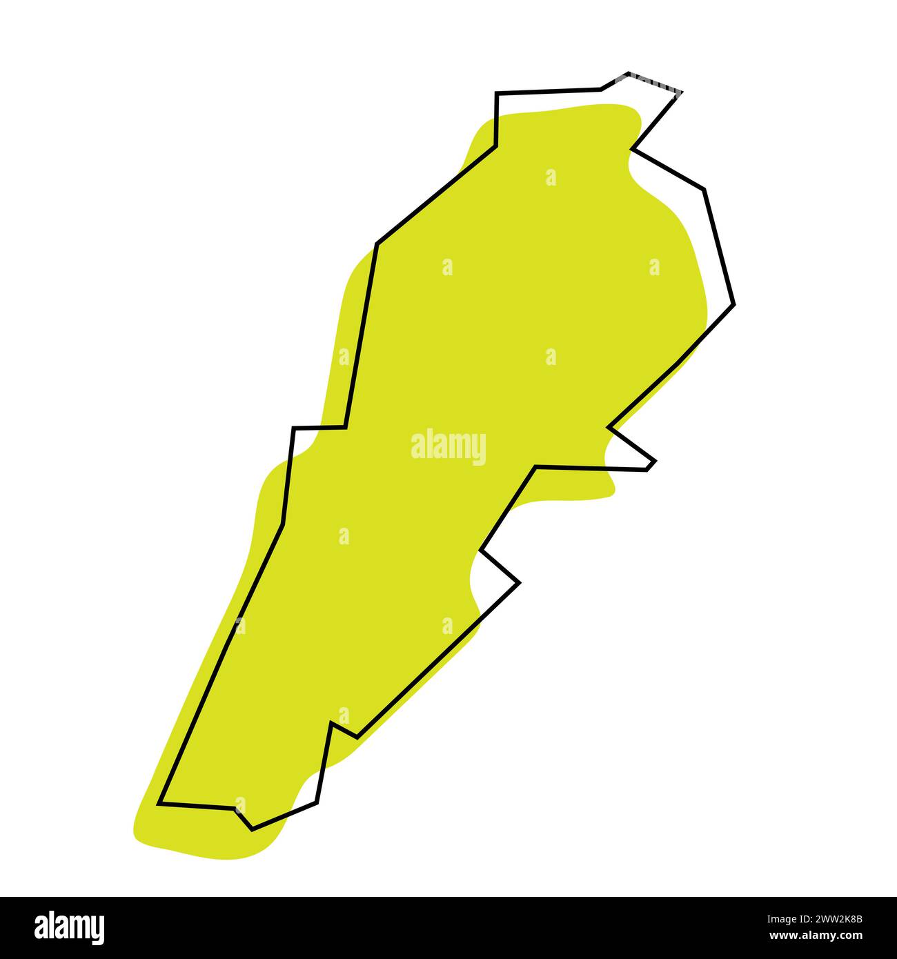 Lebanon country simplified map. Green silhouette with thin black ...