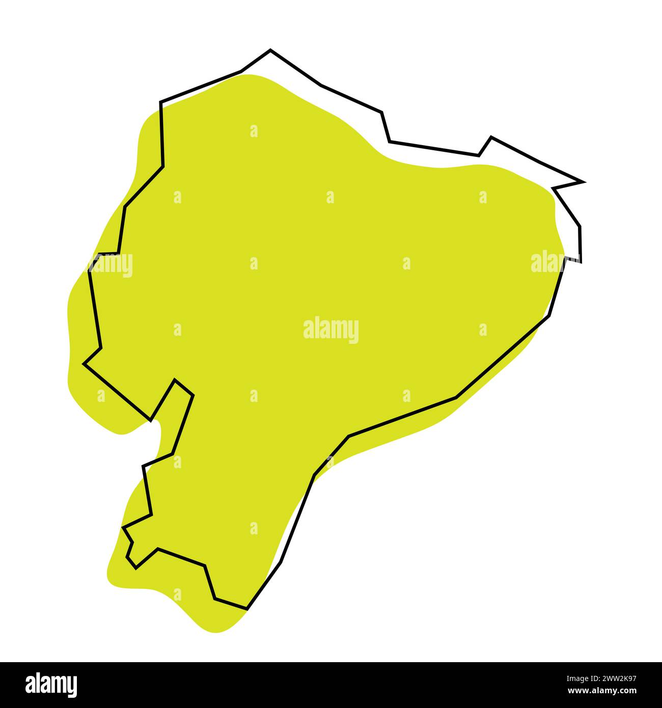Ecuador country simplified map. Green silhouette with thin black ... Ecuador country simplified map. Green silhouette with thin black ...