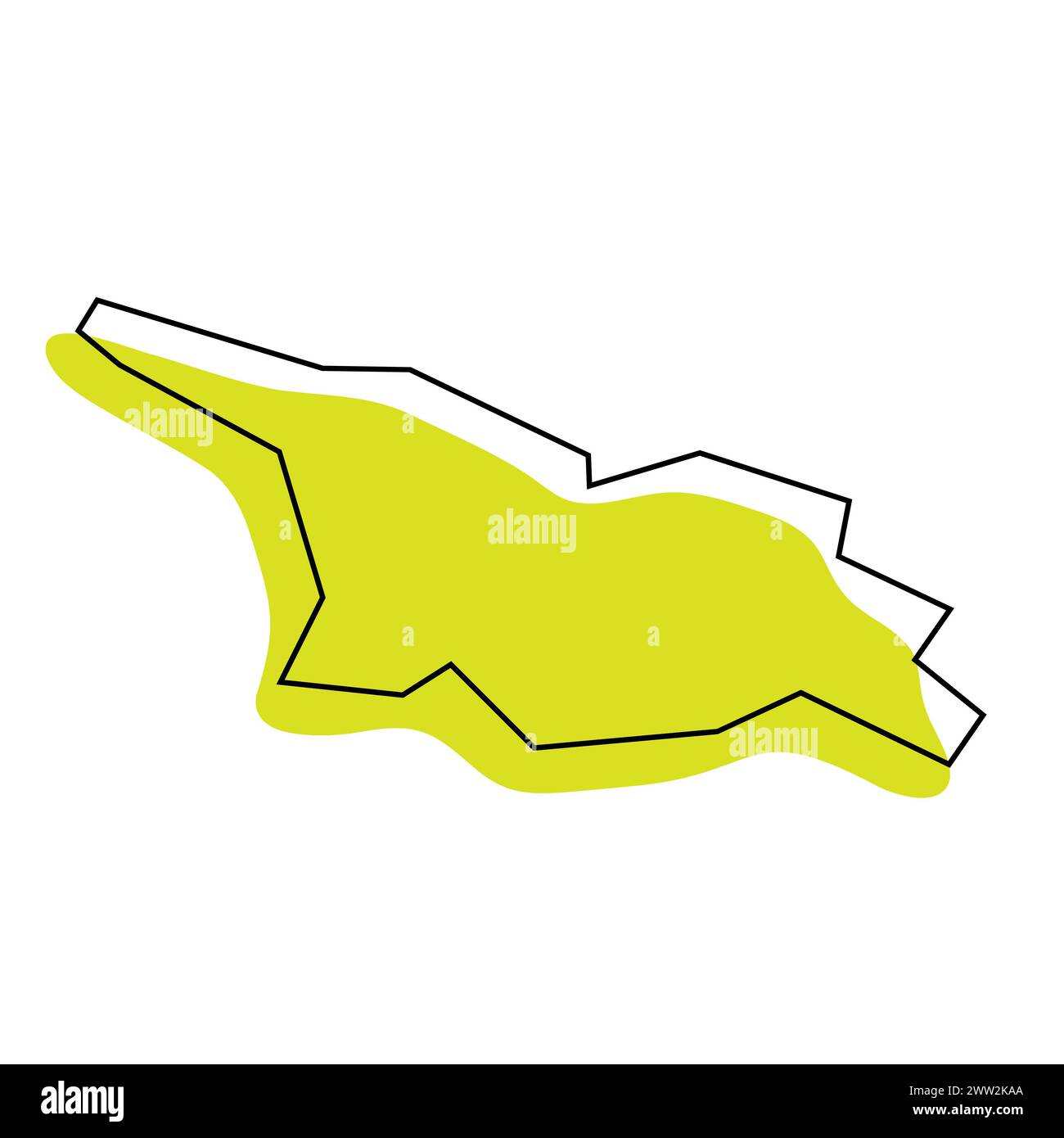 Georgia country simplified map. Green silhouette with thin black ...