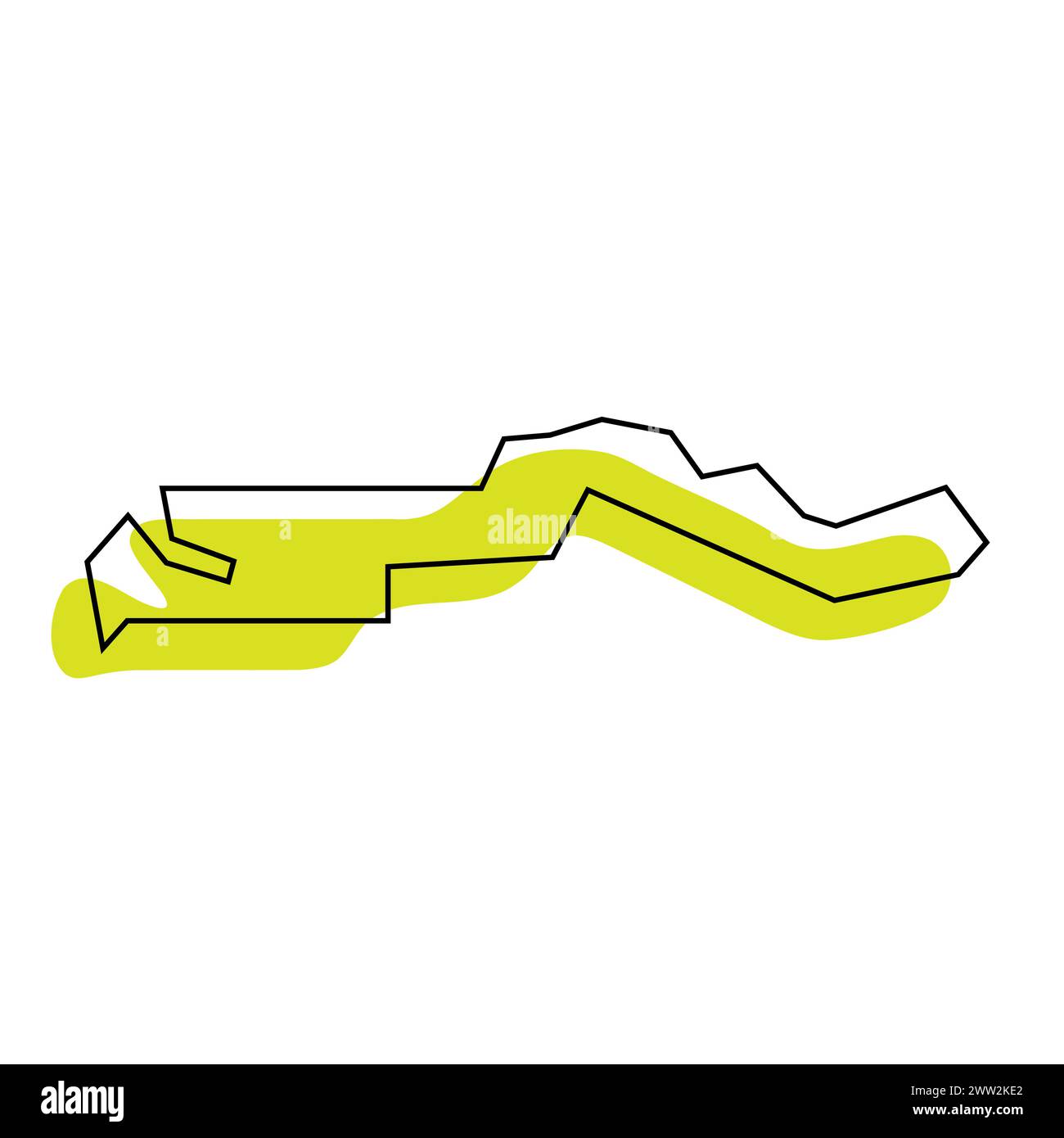 Gambia country simplified map. Green silhouette with thin black contour ...
