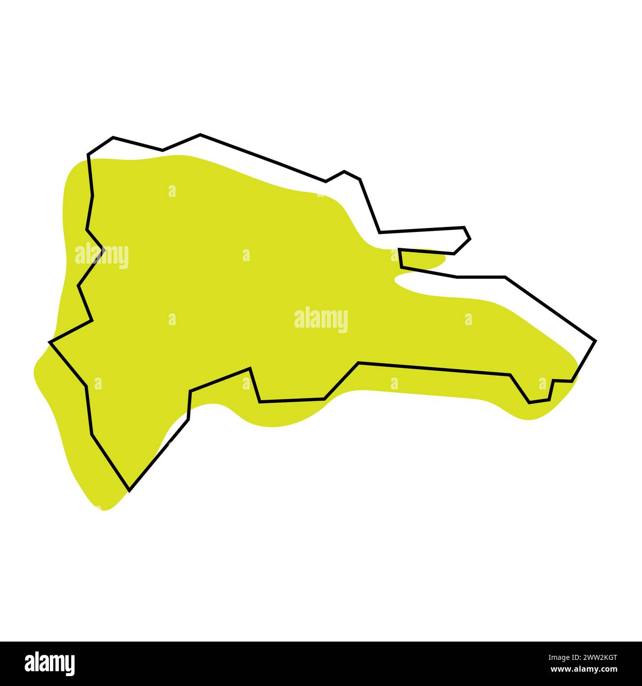 Dominican Republic country simplified map. Green silhouette with thin ...