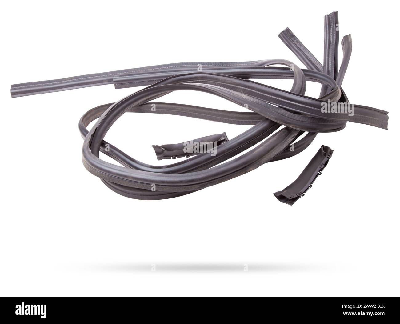 Rolled up black rubber sealant for elements of the car body, doors or ...