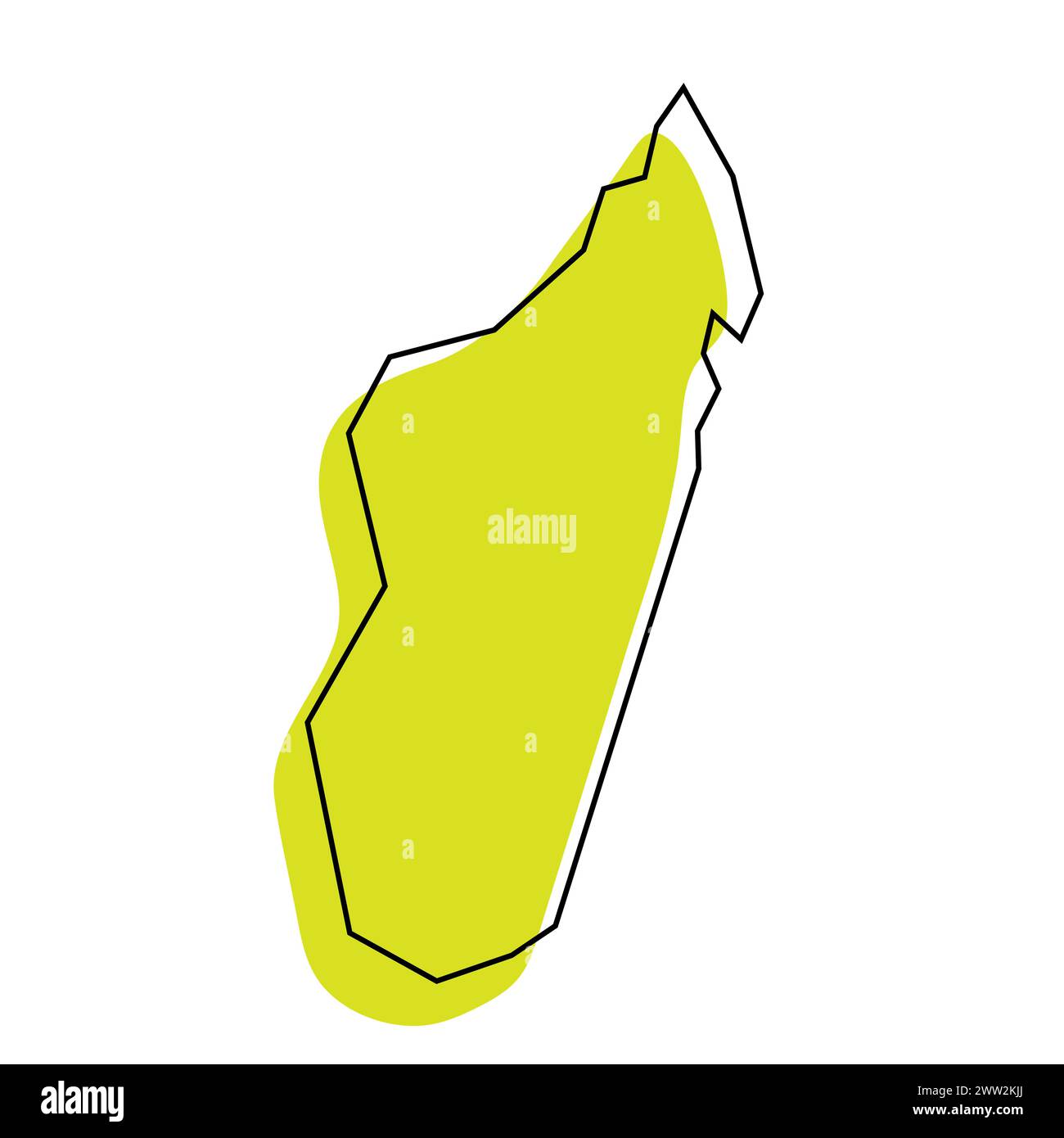 Madagascar country simplified map. Green silhouette with thin black ...