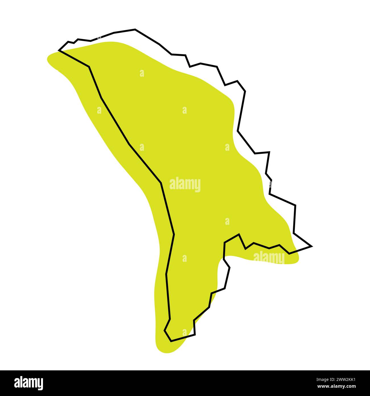 Moldova country simplified map. Green silhouette with thin black ...