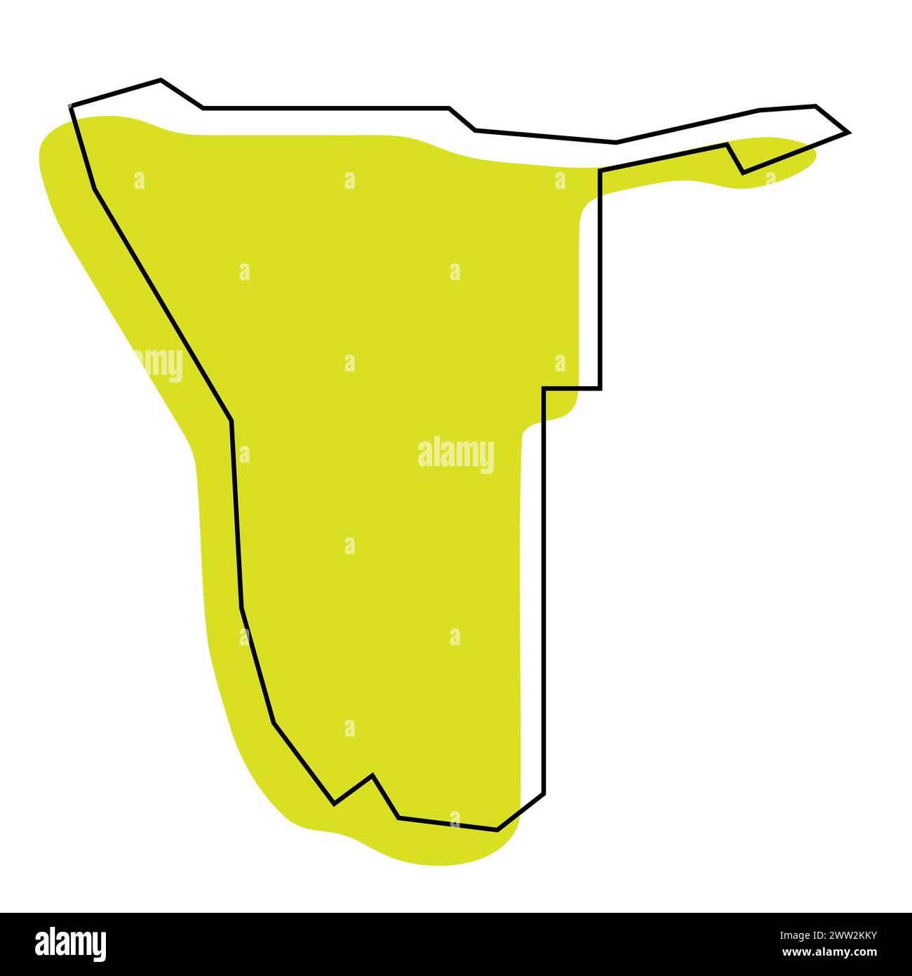 Namibia country simplified map. Green silhouette with thin black ...