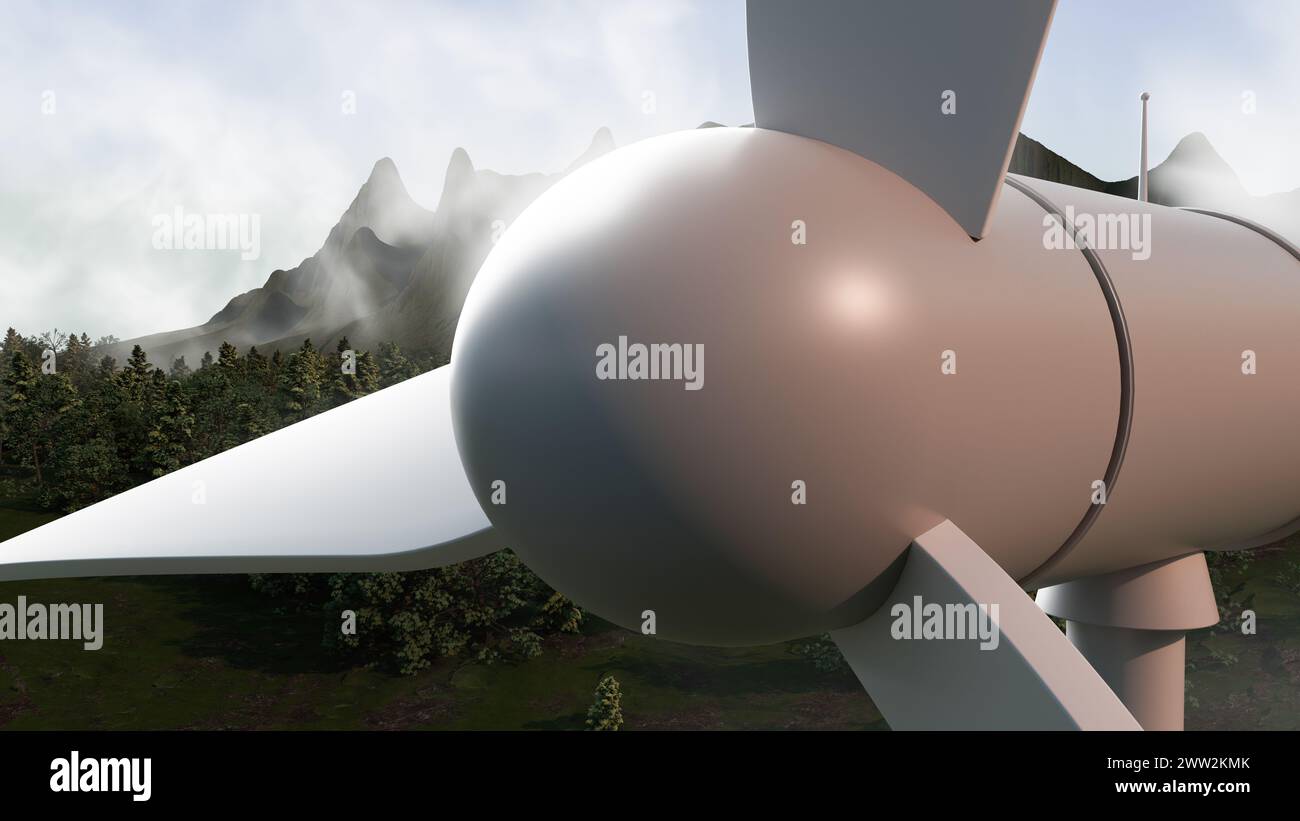 A large white propeller plane is flying over a mountain range Stock ...