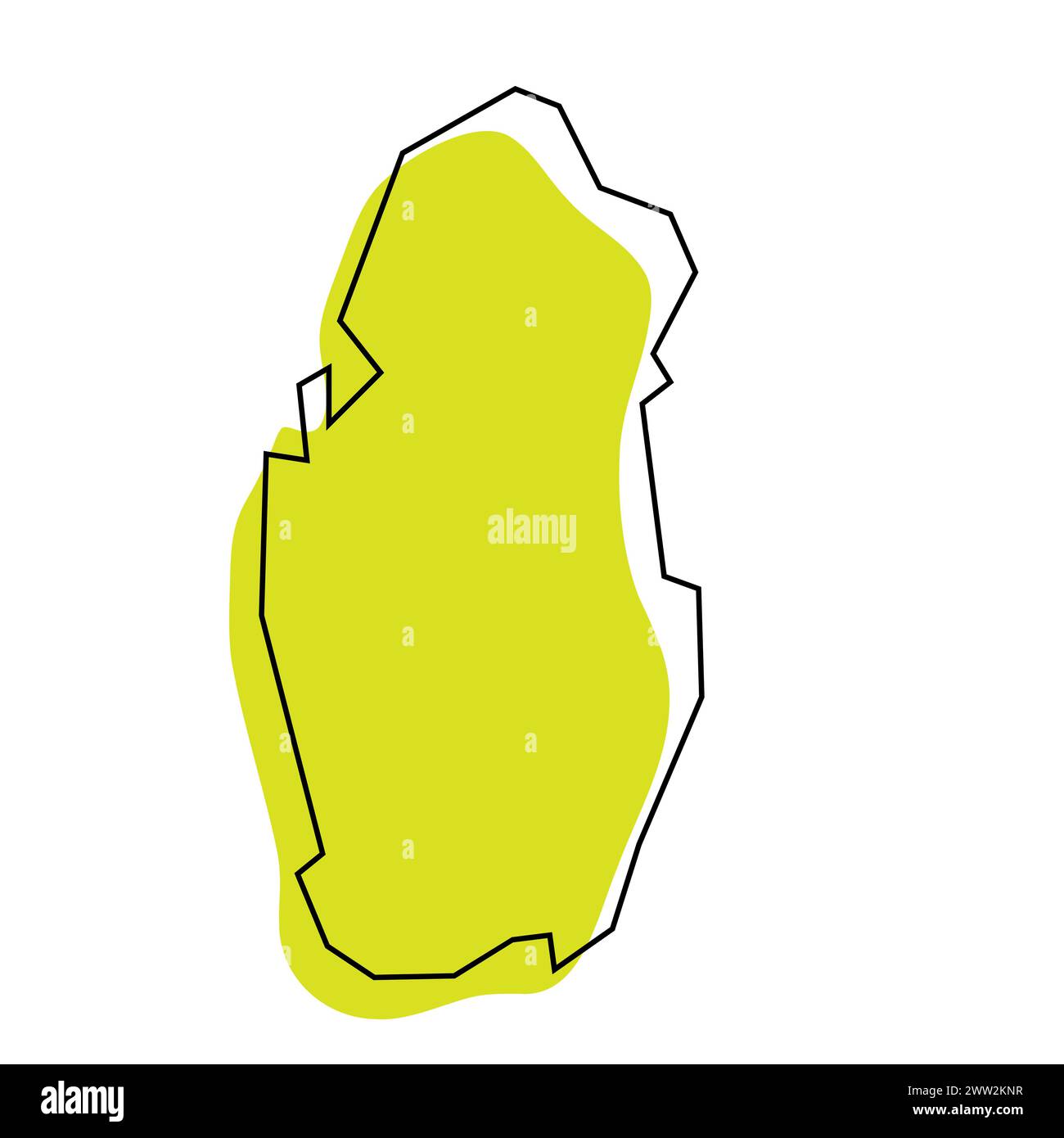 Qatar country simplified map. Green silhouette with thin black contour ...