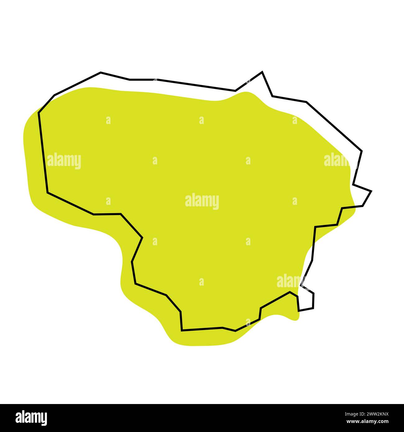 Lithuania country simplified map. Green silhouette with thin black ...