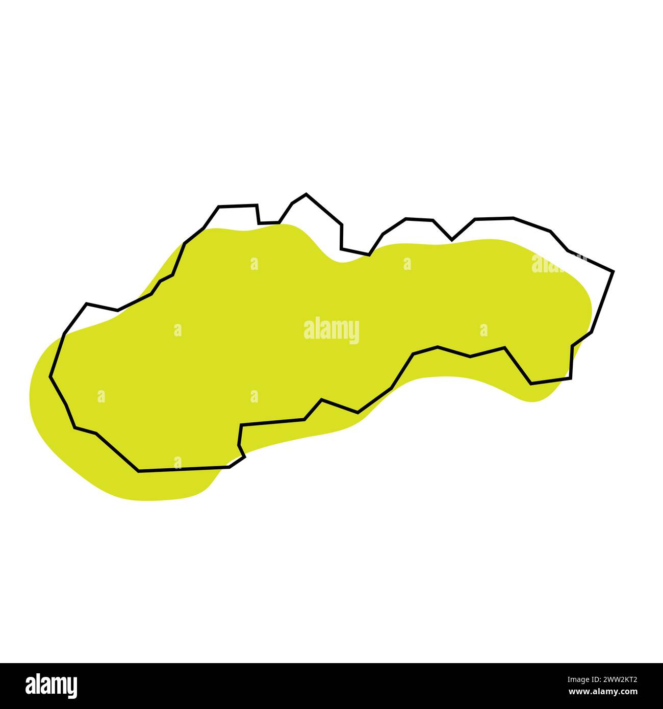 Slovakia country simplified map. Green silhouette with thin black ...