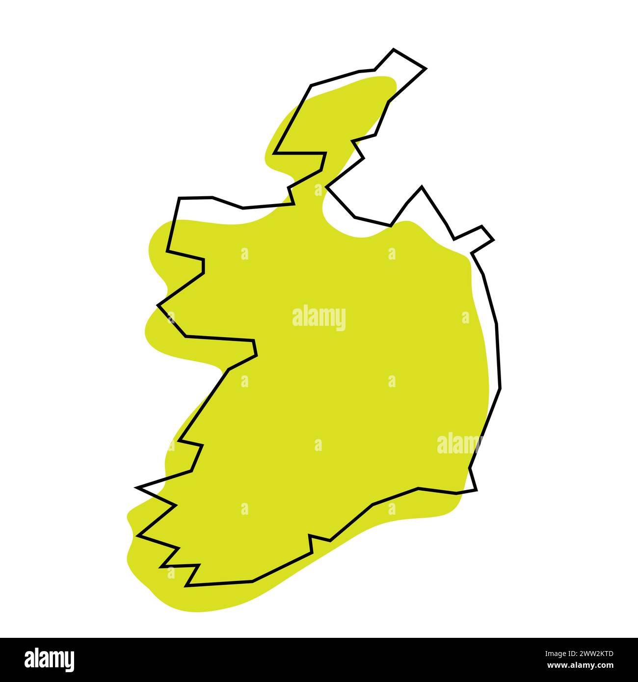 Ireland country simplified map. Green silhouette with thin black ...