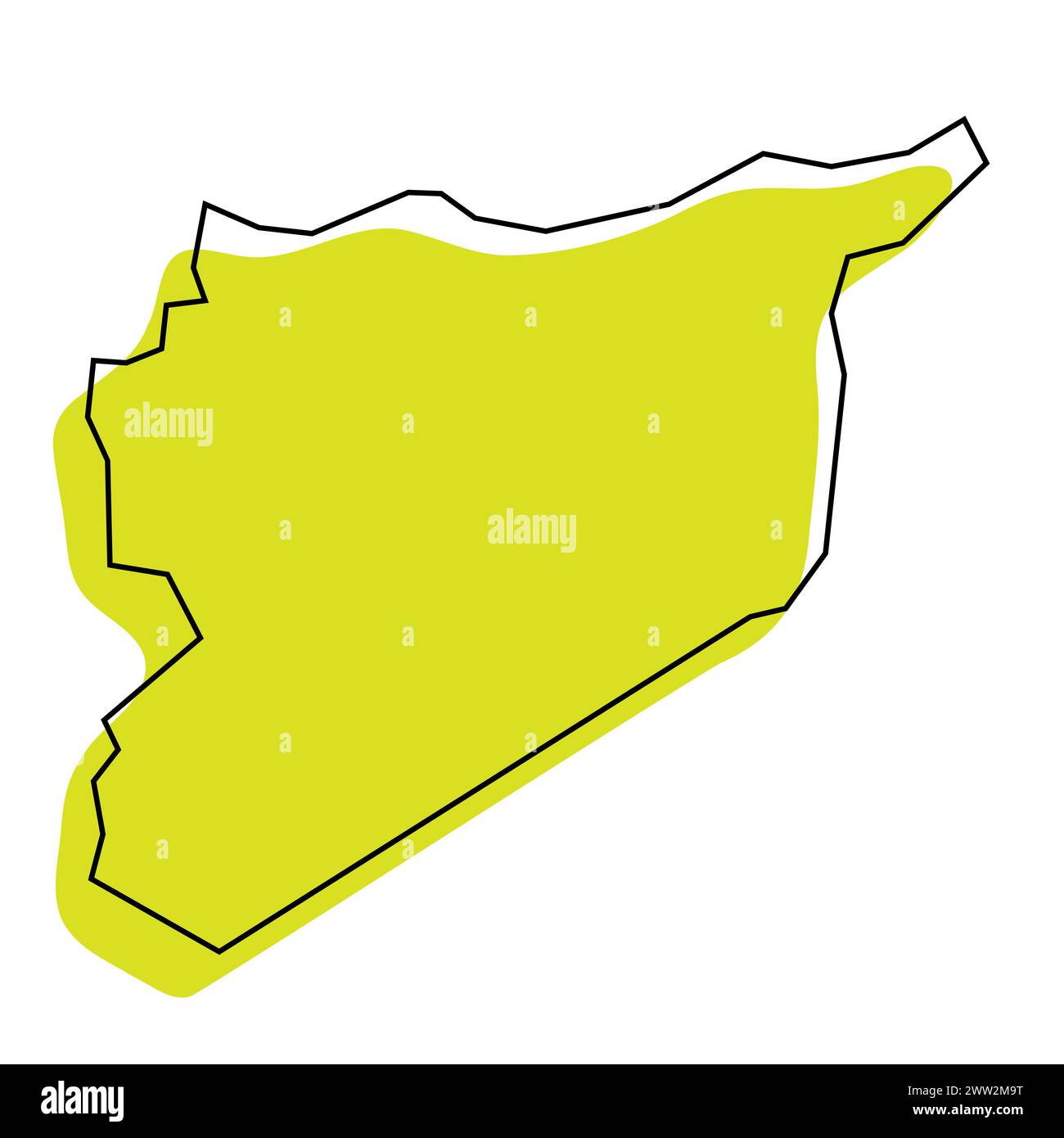 Syria country simplified map. Green silhouette with thin black contour ...