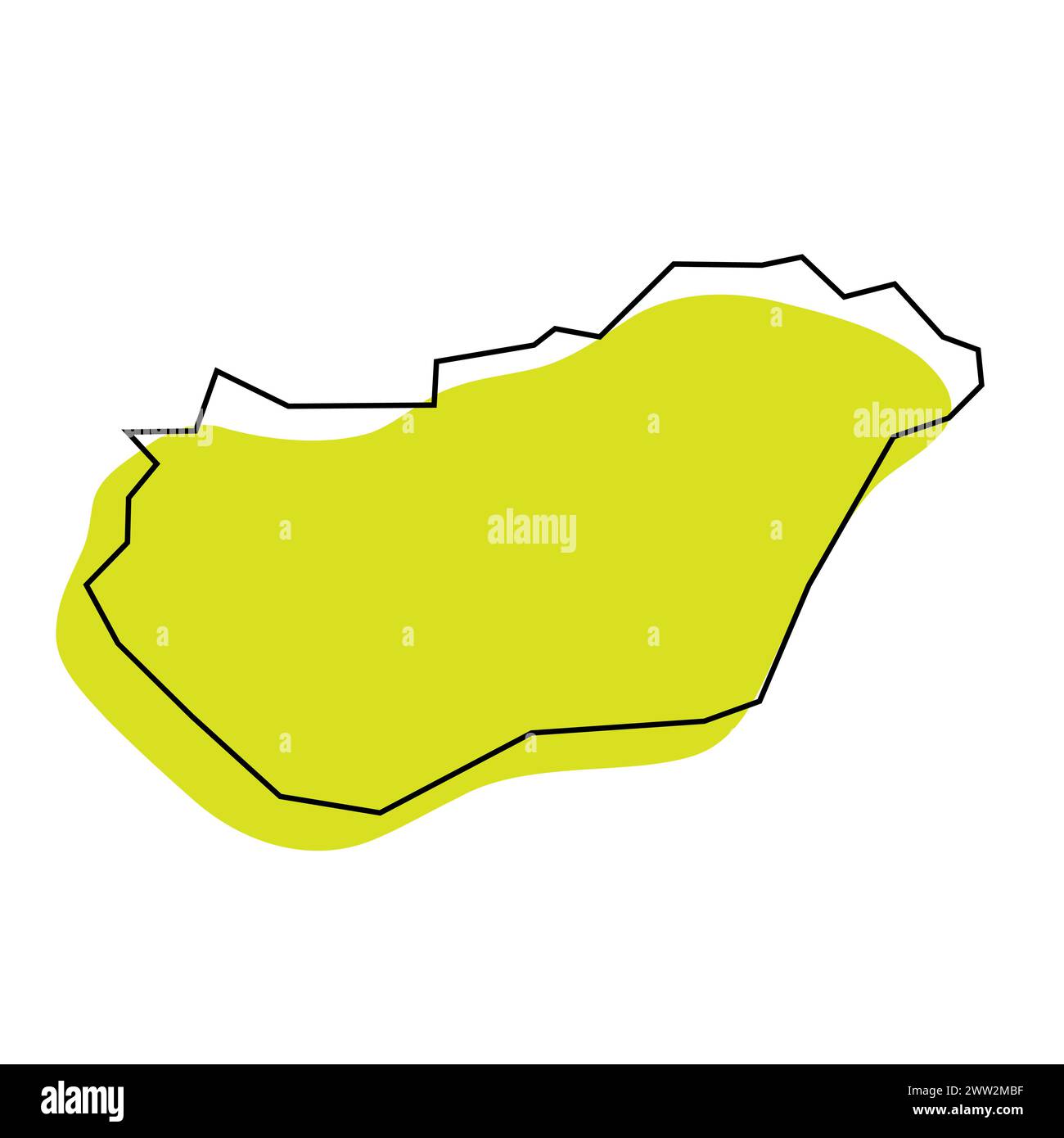 Hungary country simplified map. Green silhouette with thin black ...