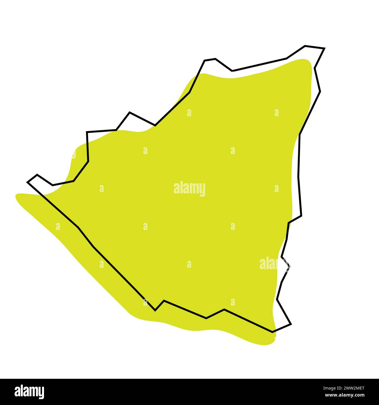 Nicaragua country simplified map. Green silhouette with thin black ...