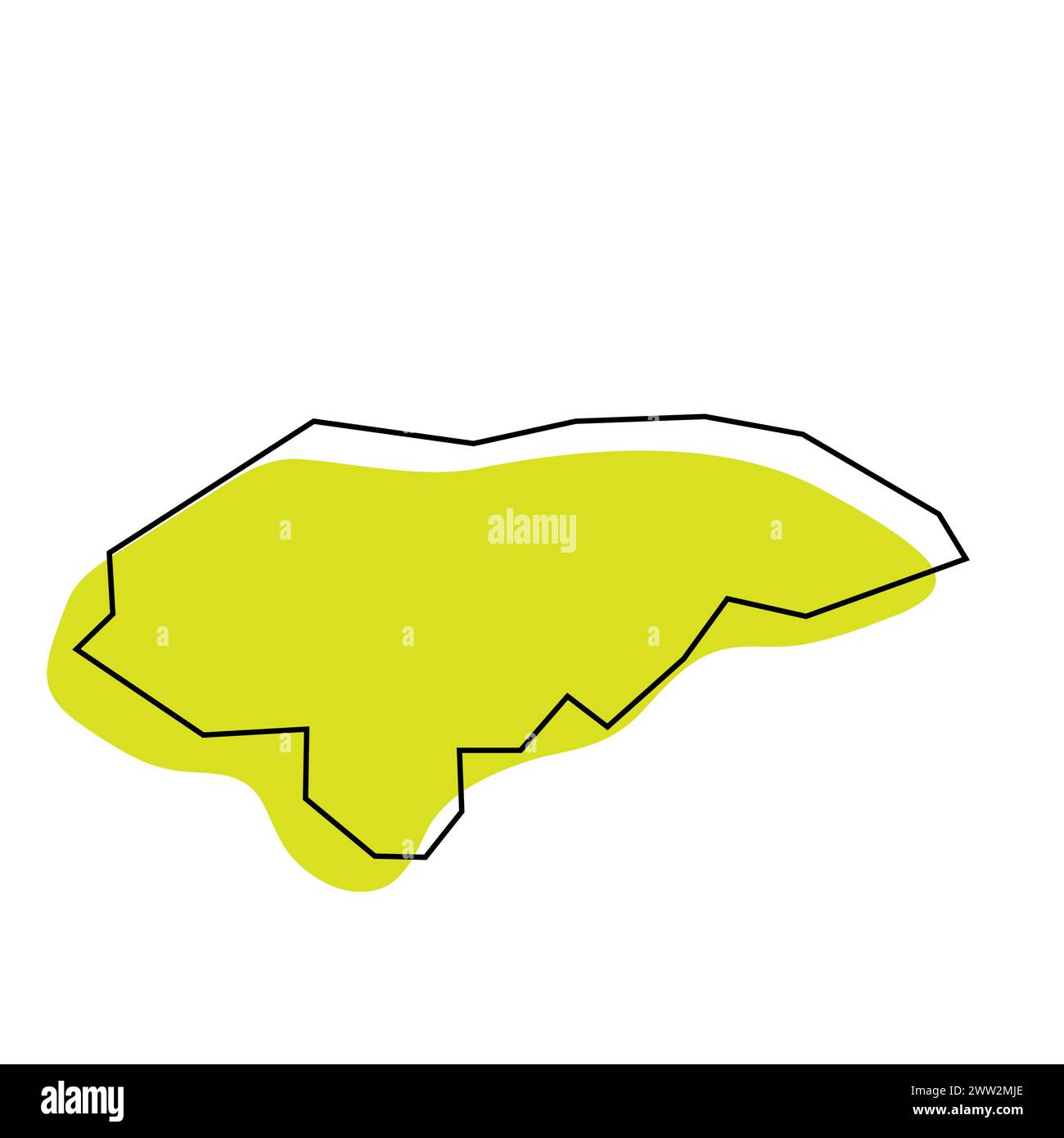 Honduras country simplified map. Green silhouette with thin black ...