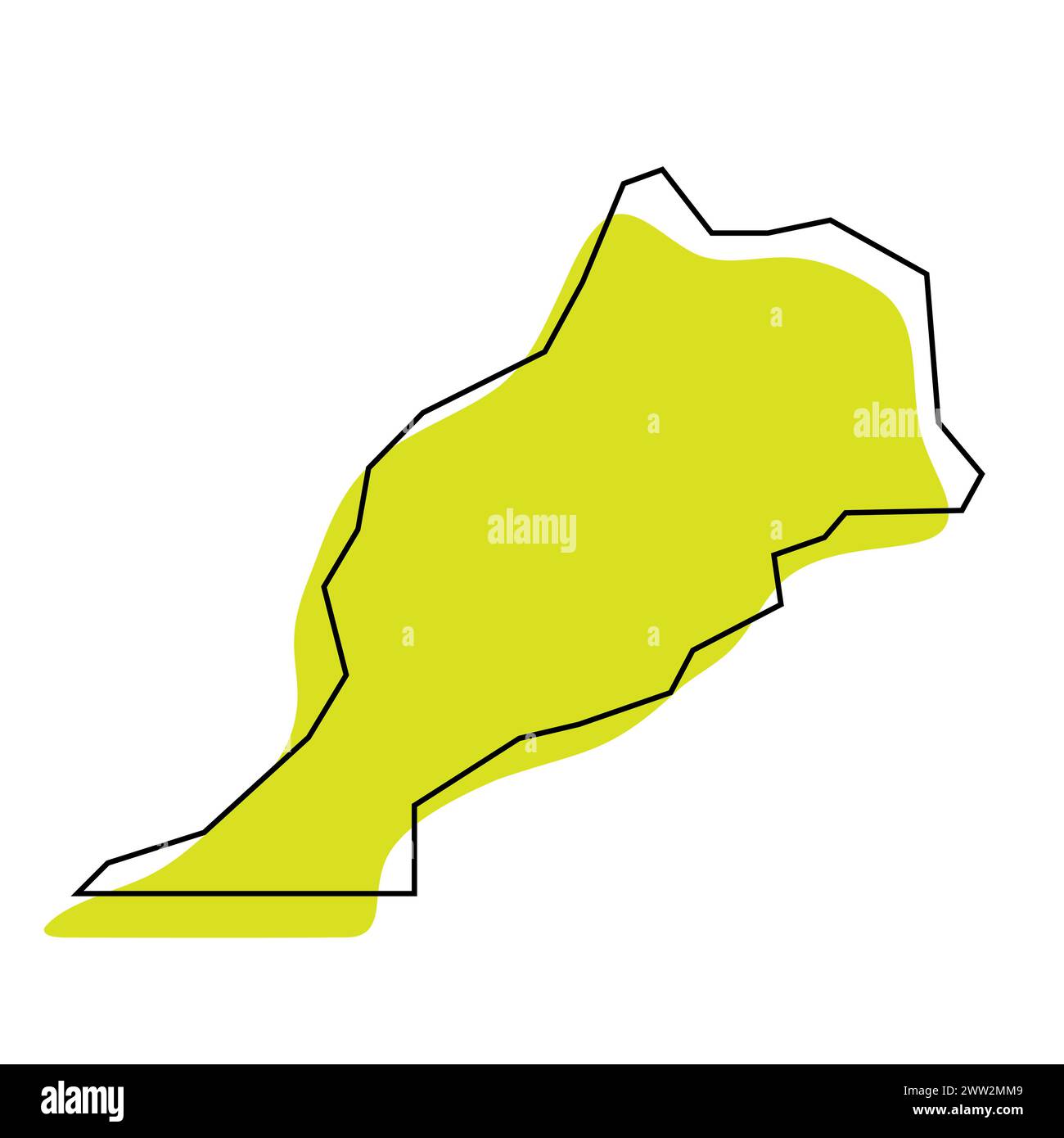 Morocco country simplified map. Green silhouette with thin black ...
