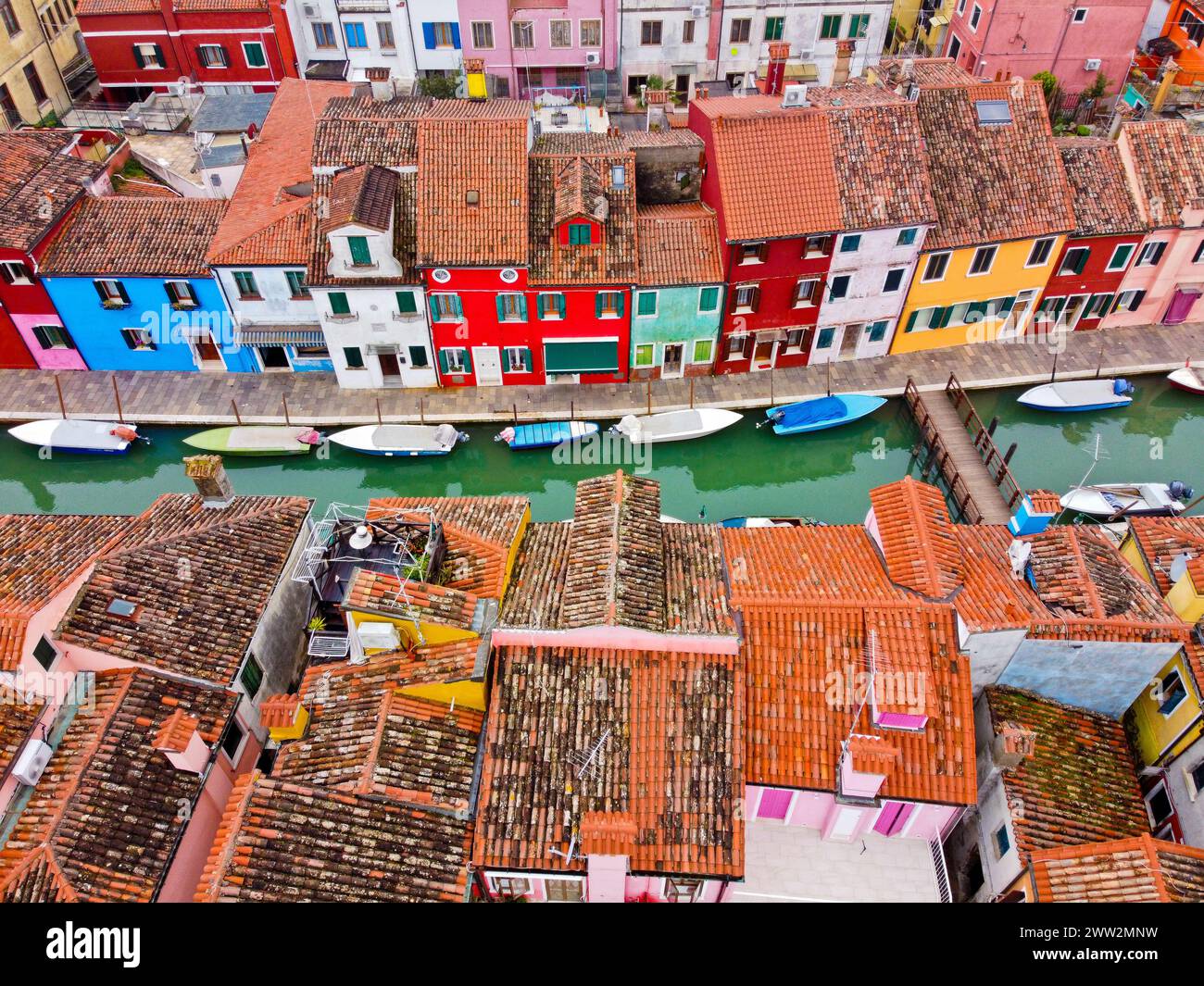 An aerial view of colored houses in Burano, Italy Stock Photo - Alamy