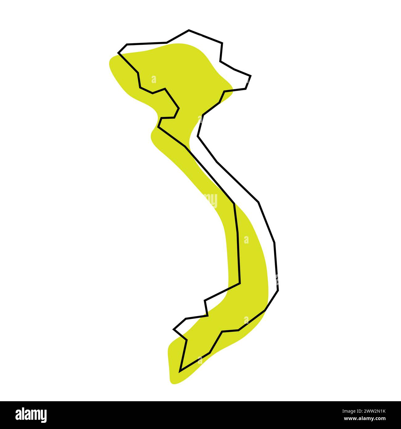 Vietnam country simplified map. Green silhouette with thin black ...