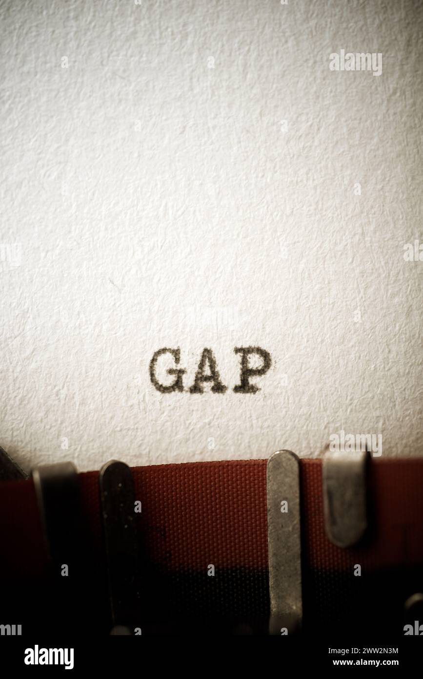 Gap word written with a typewriter Stock Photo - Alamy