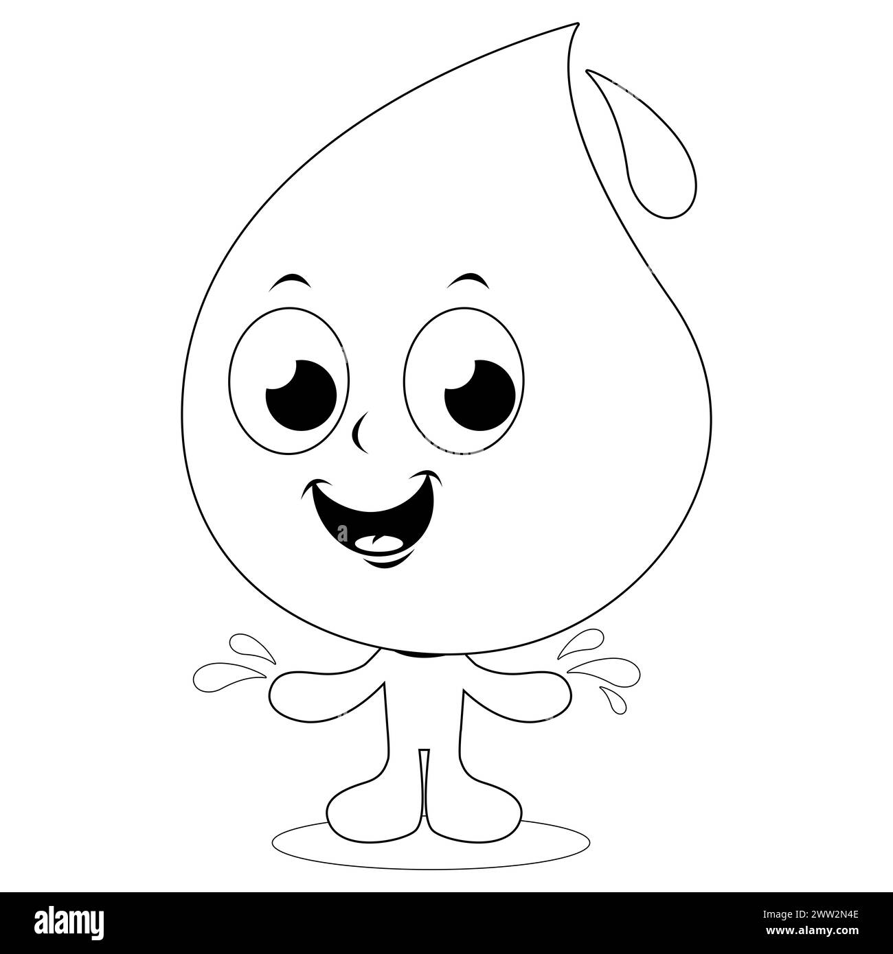 Water Drop Character Cute Water Liquid Drop Cartoon Black And White