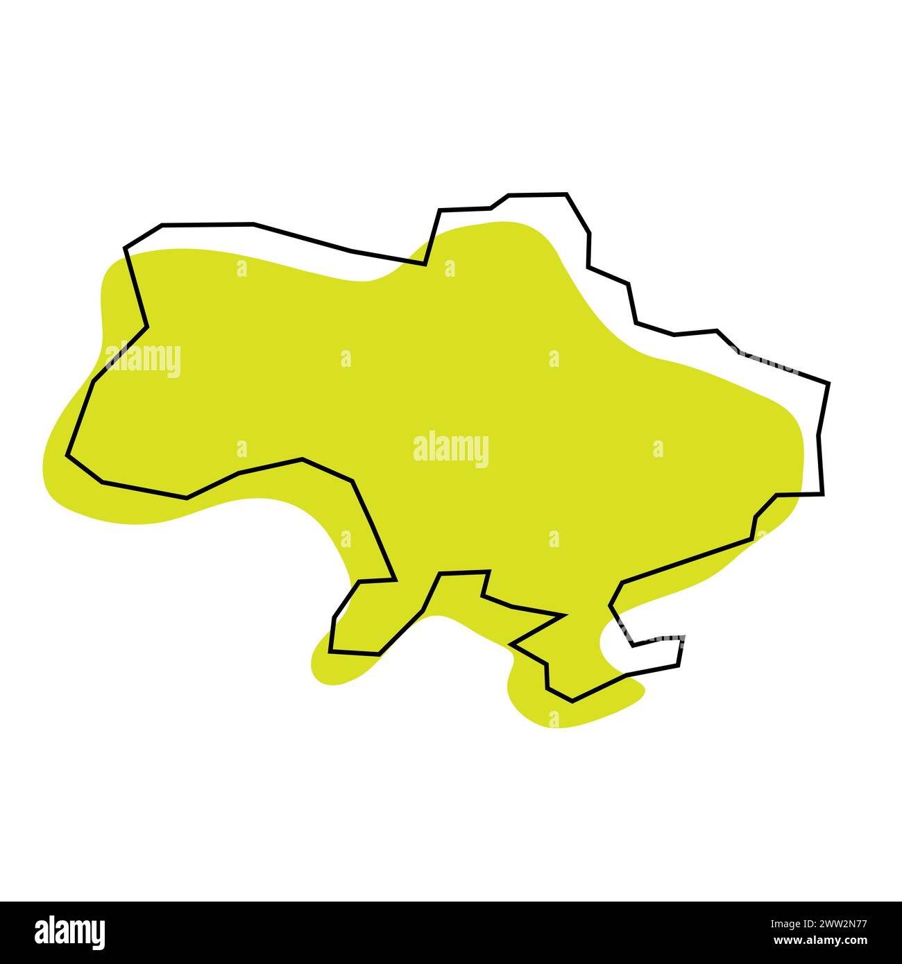 Ukraine country simplified map. Green silhouette with thin black ...