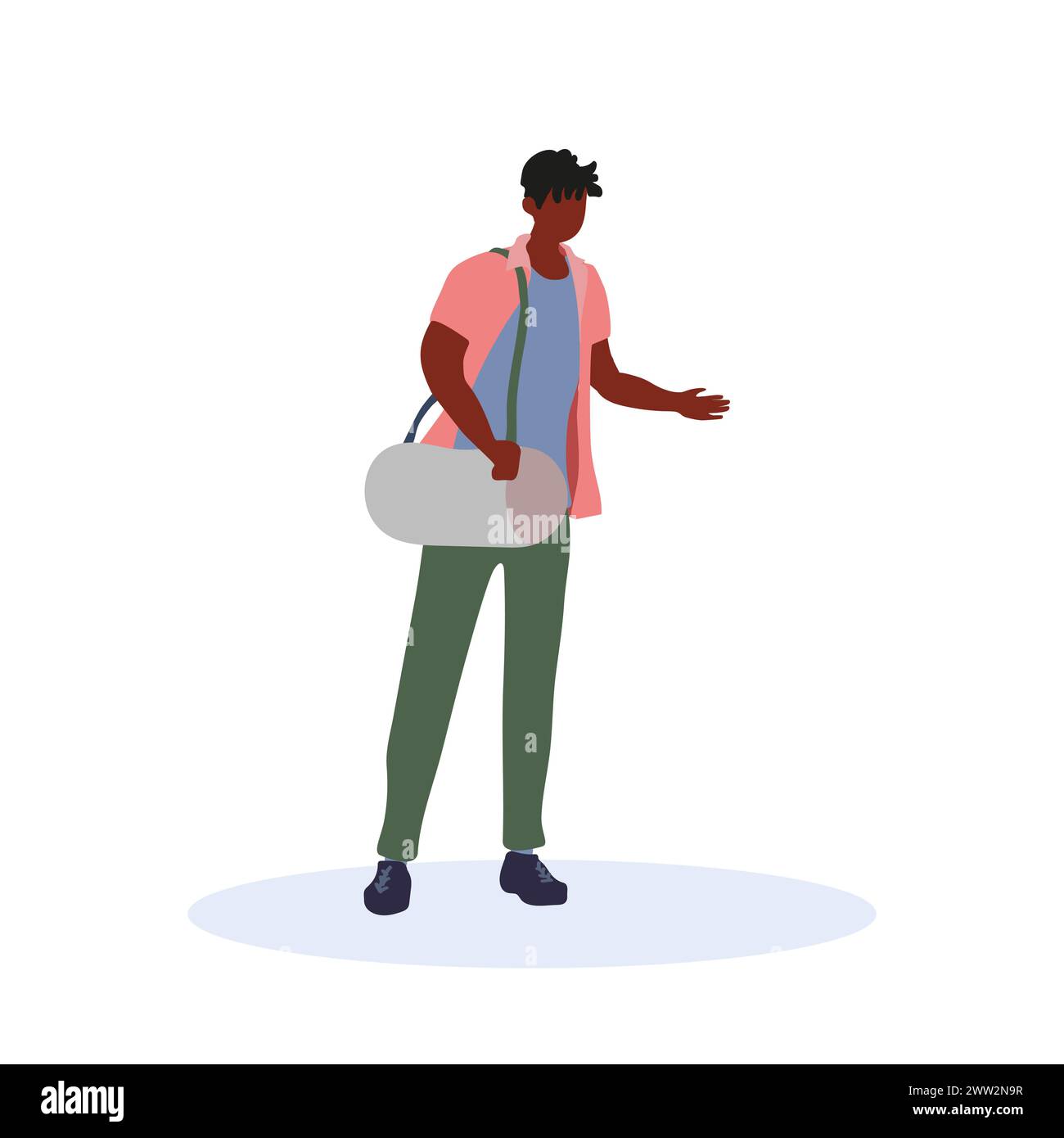 Tall man with a bag. Fashion for guys. Modern cartoon character. Flat ...