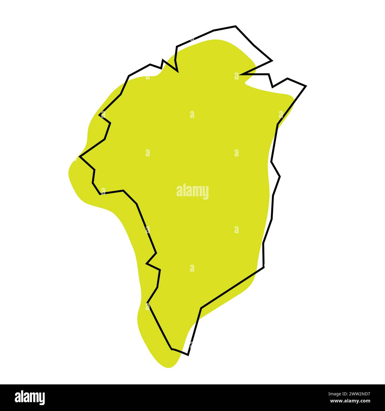 Greenland simplified map. Green silhouette with thin black contour ...