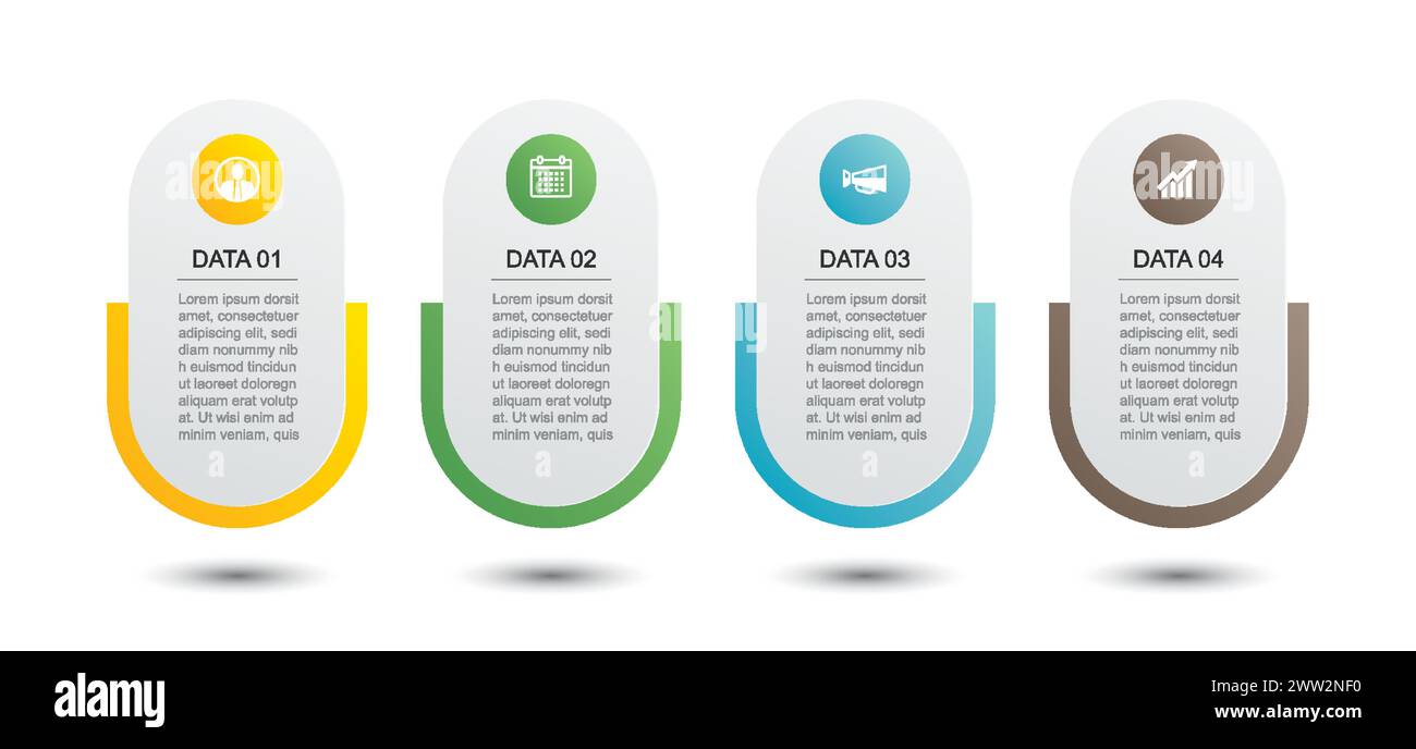4 data infographics tab paper index template. Illustration business ...