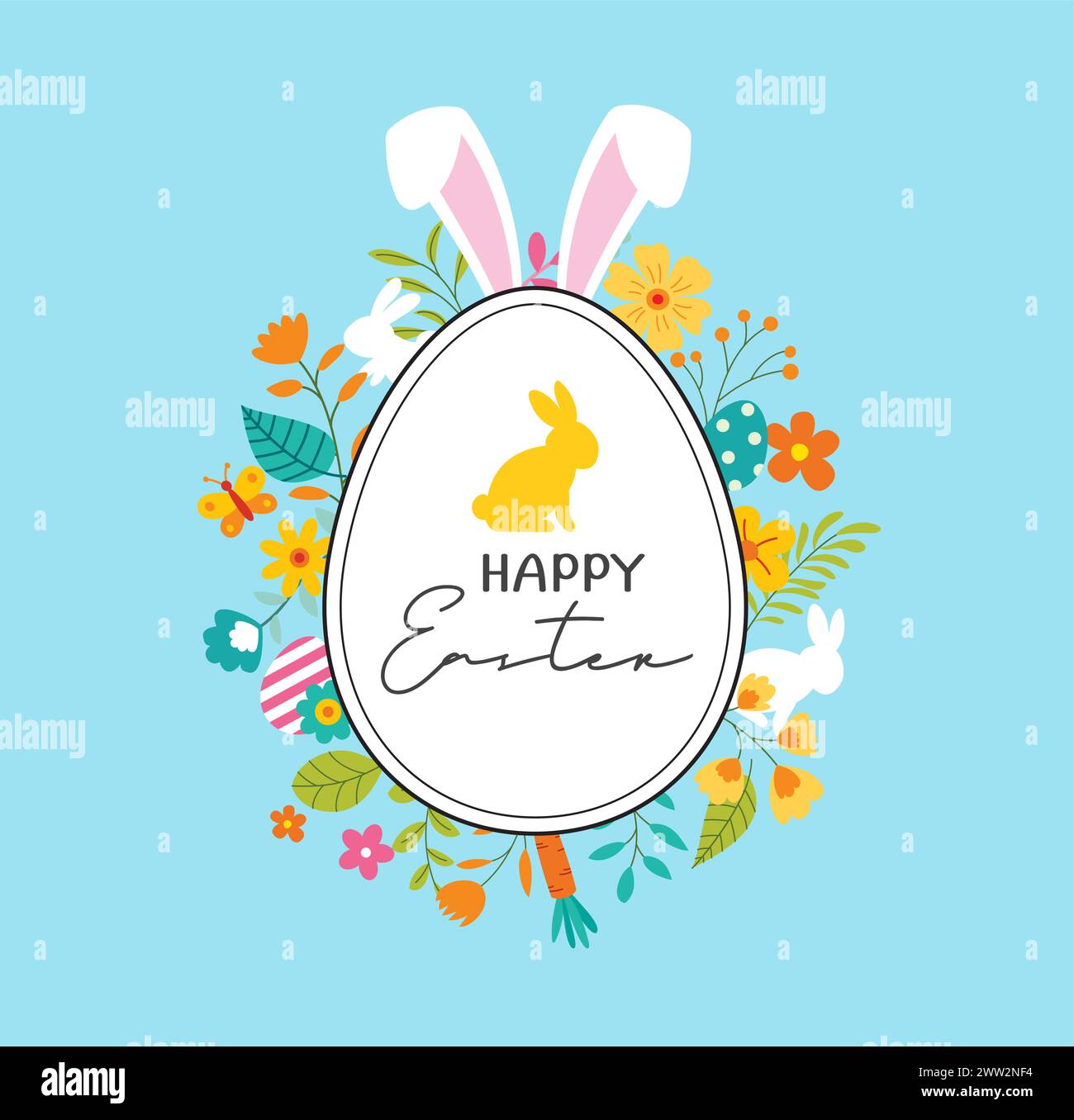 Happy easter egg greeting card background template.Can be used for ...