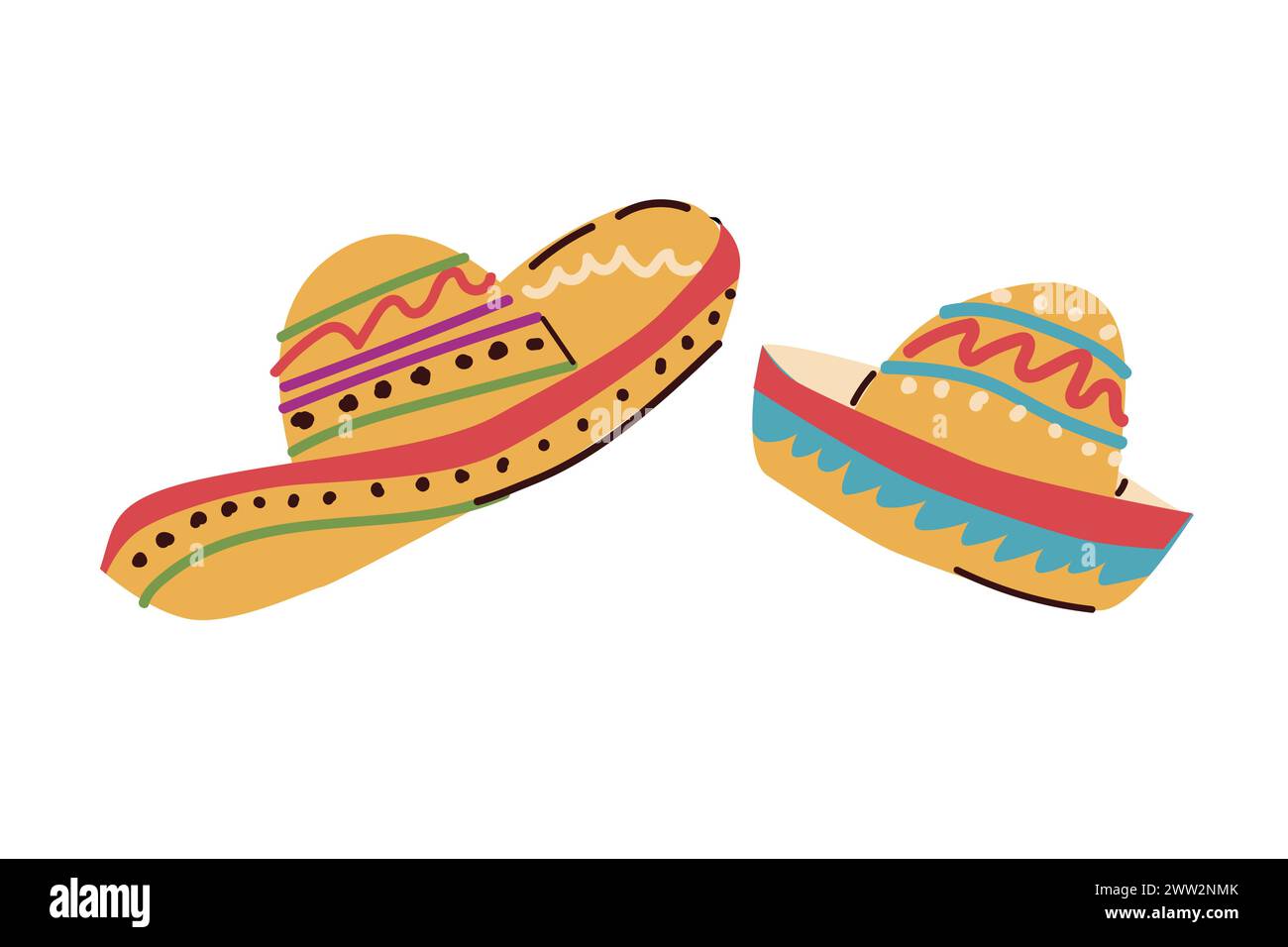 Sombrero mexican hat illustration set. Traditional Mexican costume ...