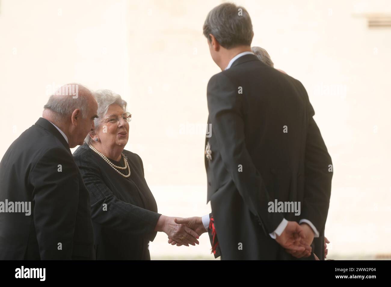 President of Malta George Vella and his wife Miriam are greeted by ...