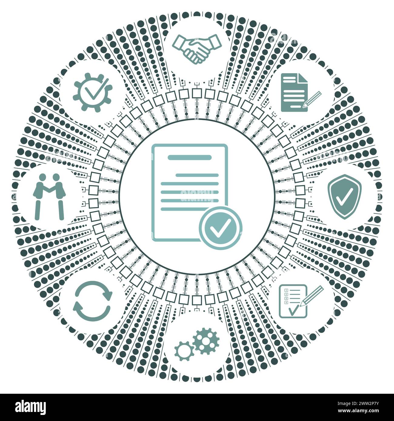 Concept of agreement with connected icons Stock Photo - Alamy