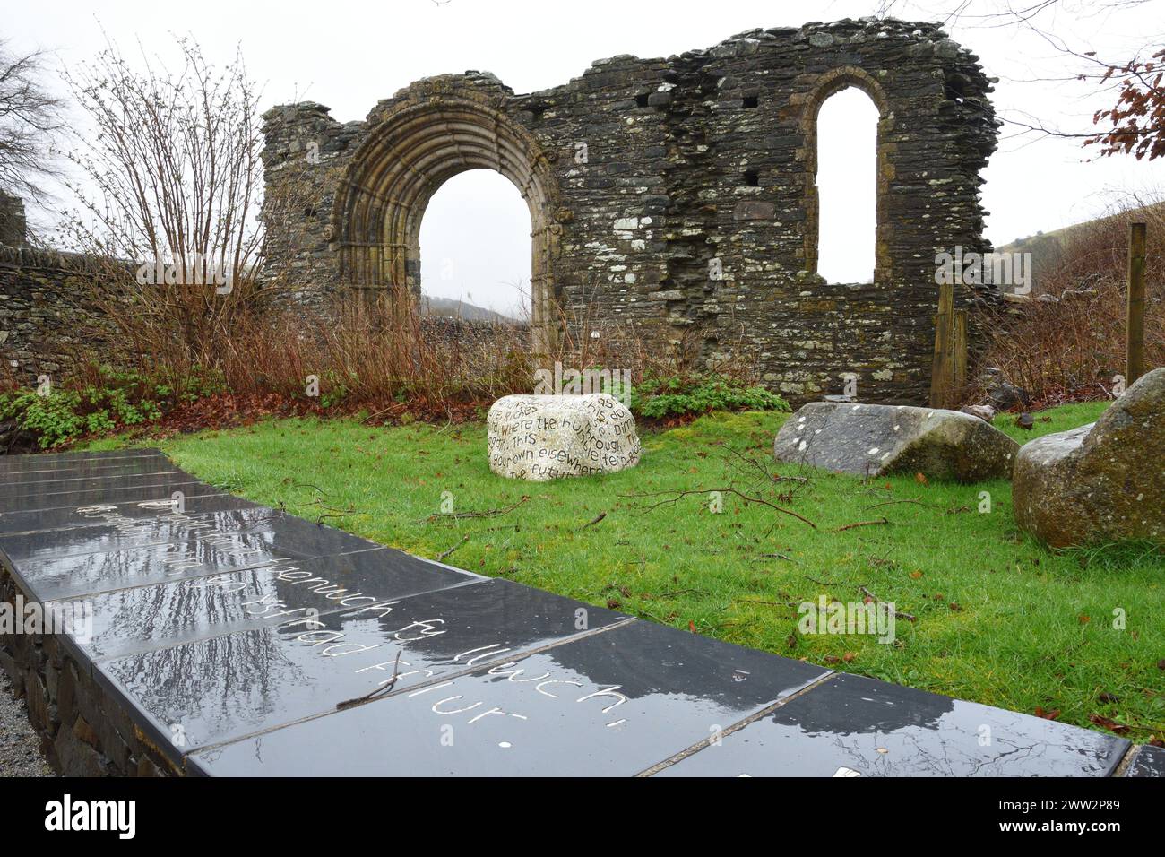 Strata Florida Abbey is a Grand medieval abbey in mid Wales UK Stock ...