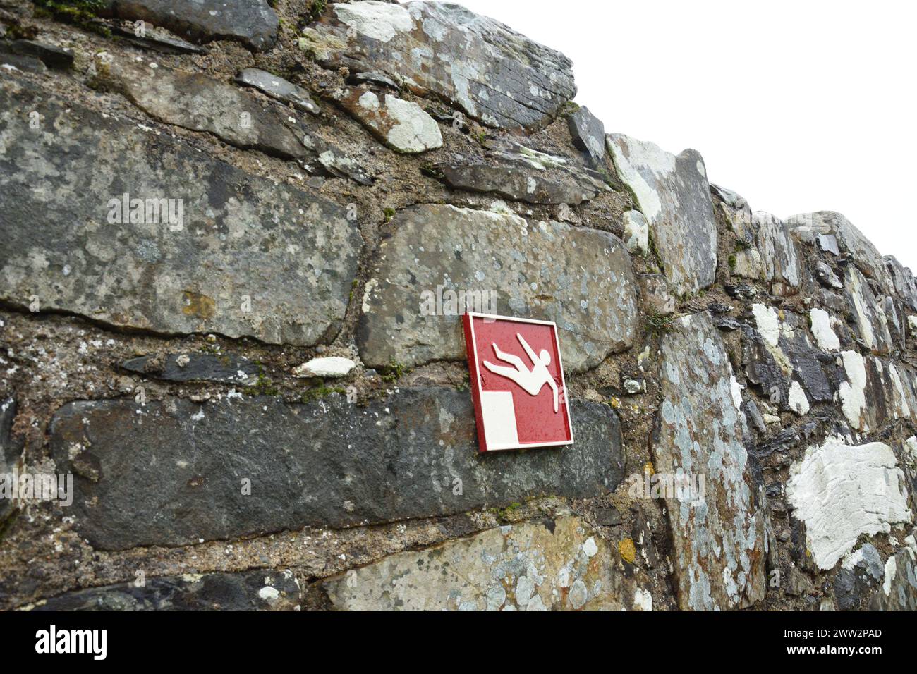 Red danger sign with falling graphic Stock Photo - Alamy
