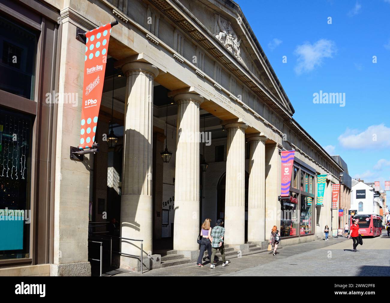 Entrance to The Guildhall shopping centre along Queen Street, Exeter ...