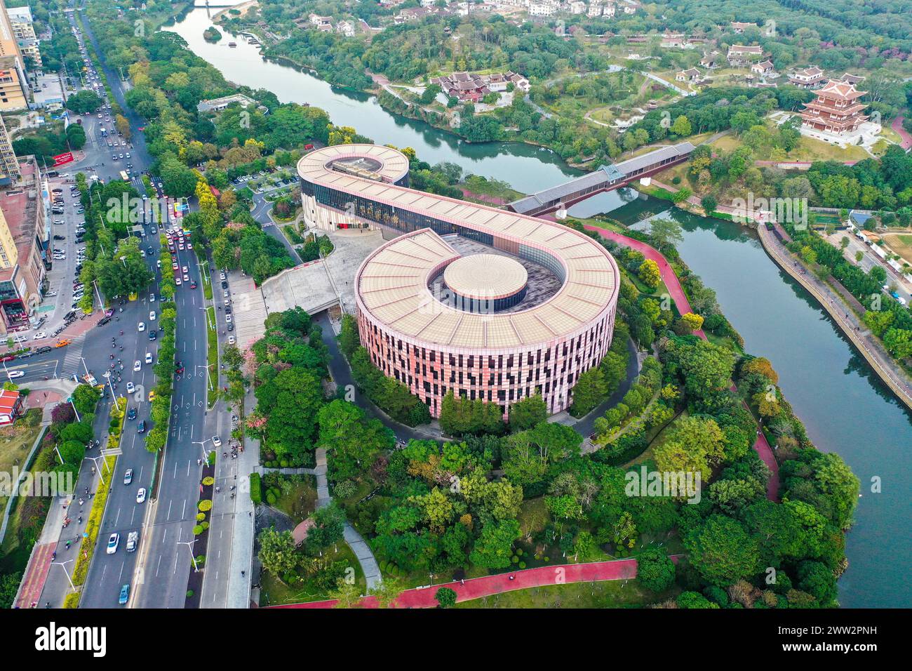 Aerial photo shows the Putian Museum in Putian City, southeast China's ...