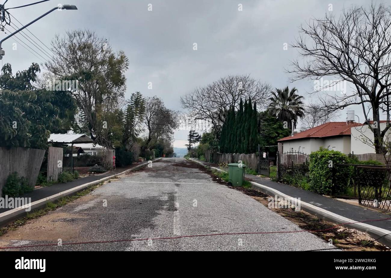 Empty houses stand at the Israeli town of Metula which is situated near ...