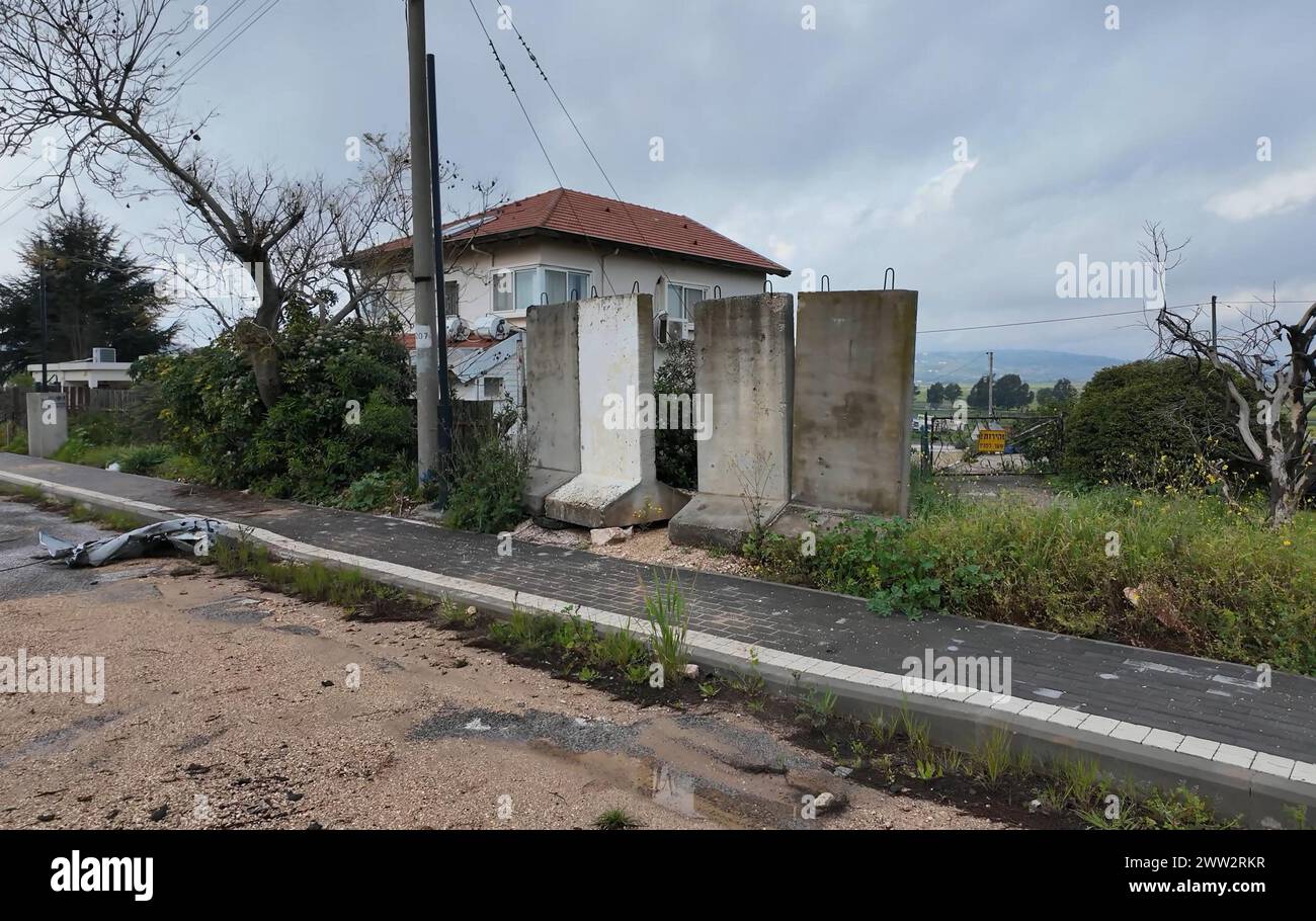 Empty houses stand at the Israeli town of Metula which is situated near ...