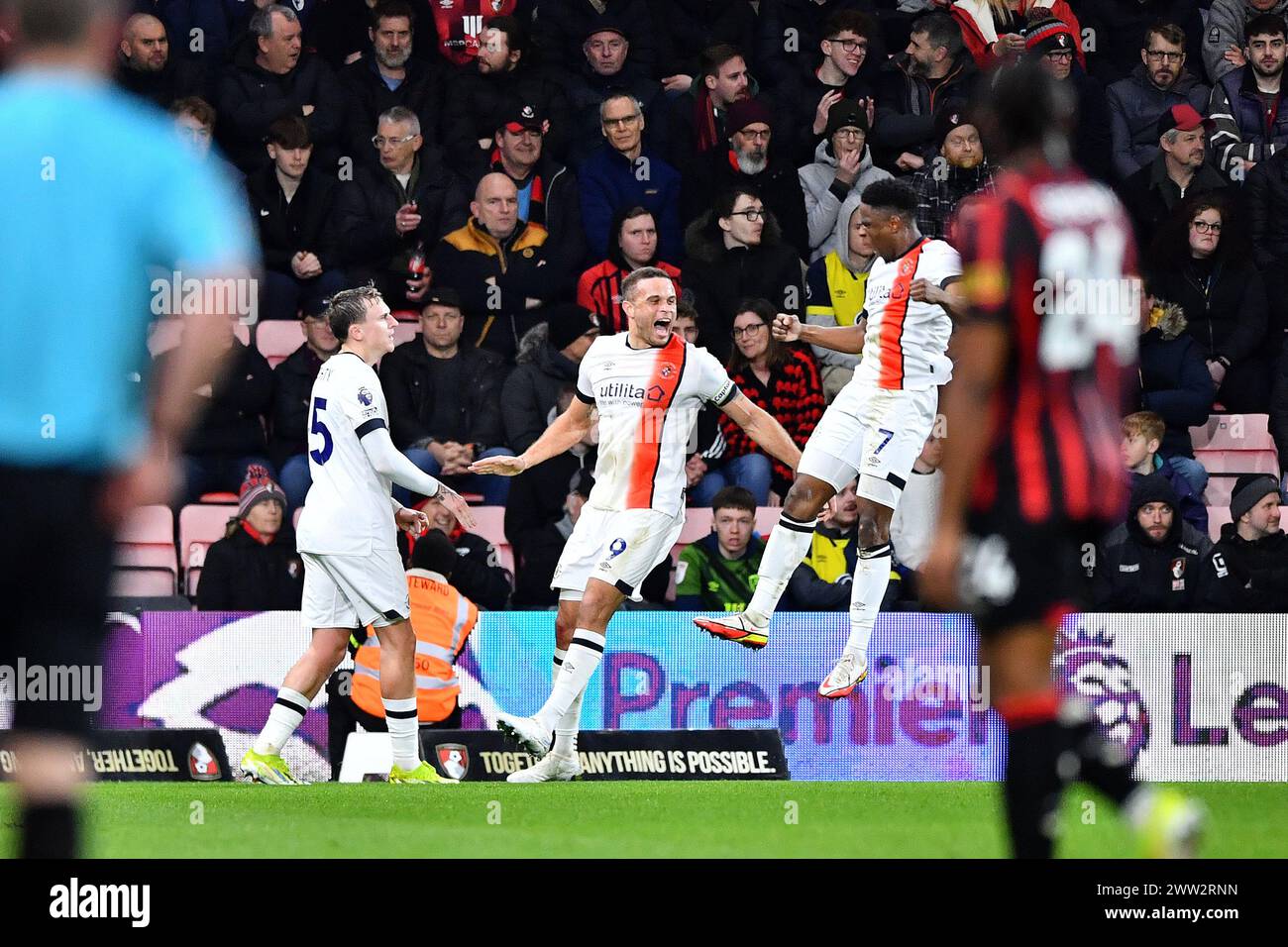 Chiedozie of Luton Town celebrates scoring his teams second goal making ...
