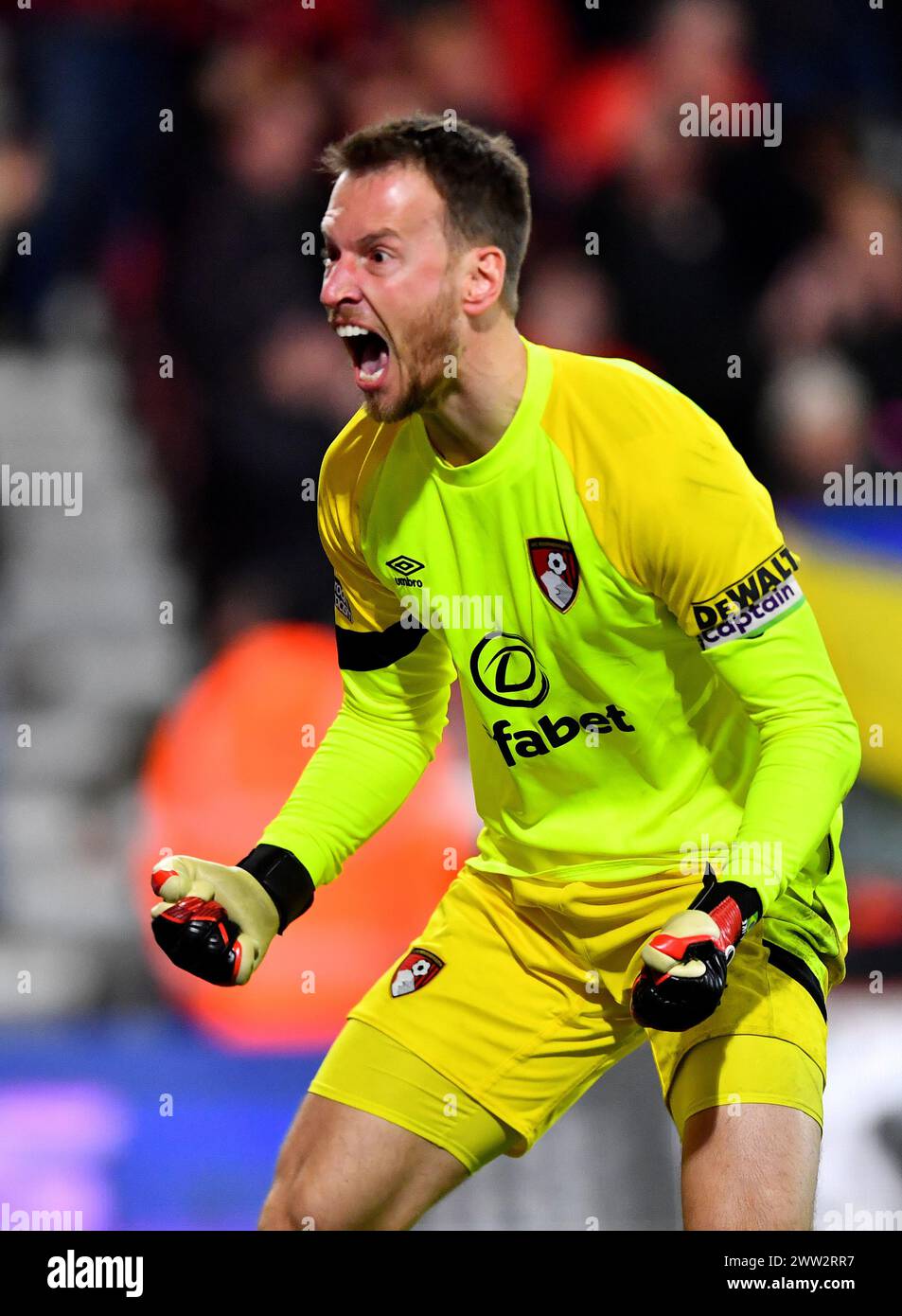 Neto of AFC Bournemouth celebrates as Antoine Semenyo of AFC ...
