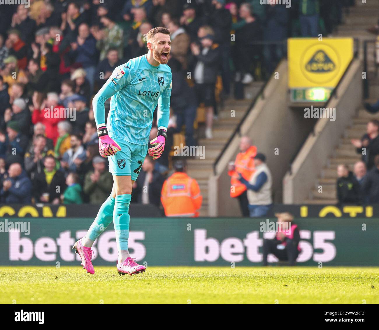 Angus Gunn of Norwich City celebrating Norwich second goal- Norwich ...