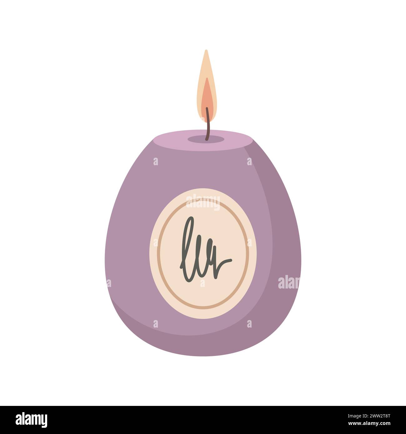Burning Aromatherapy candle with label sticker isolated on white ...