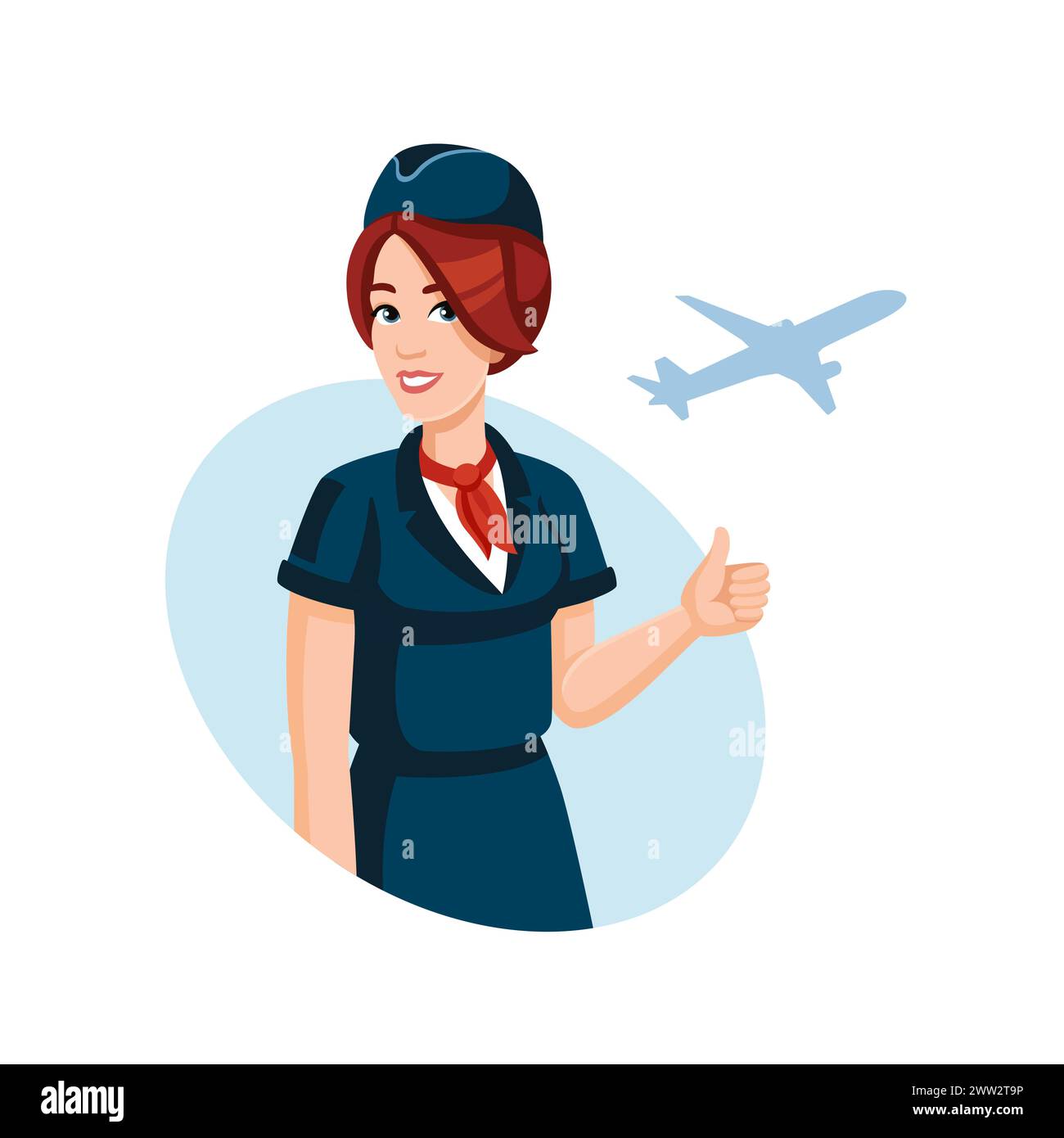 Young smiling stewardess showing thumbs up. Traveling, Air travel ...