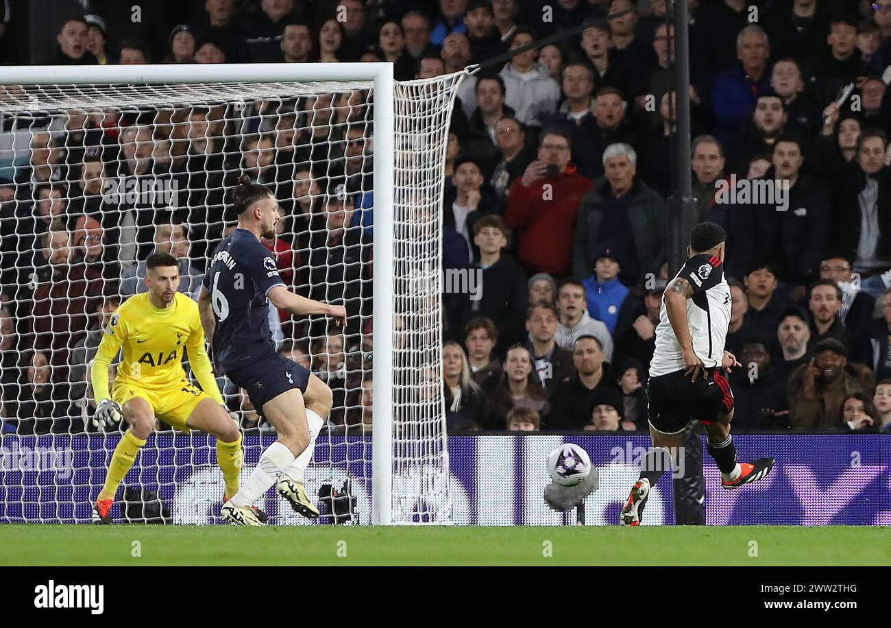 GOAL 1-0, Rodrigo Muniz of Fulham scores. - Fulham v Tottenham Hotspur, Premier League, Craven ...