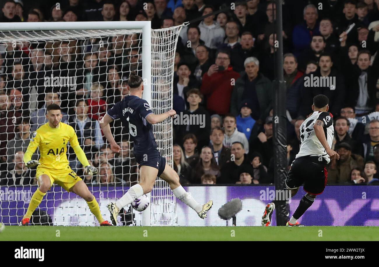 GOAL 1-0, Rodrigo Muniz of Fulham scores. - Fulham v Tottenham Hotspur, Premier League, Craven ...