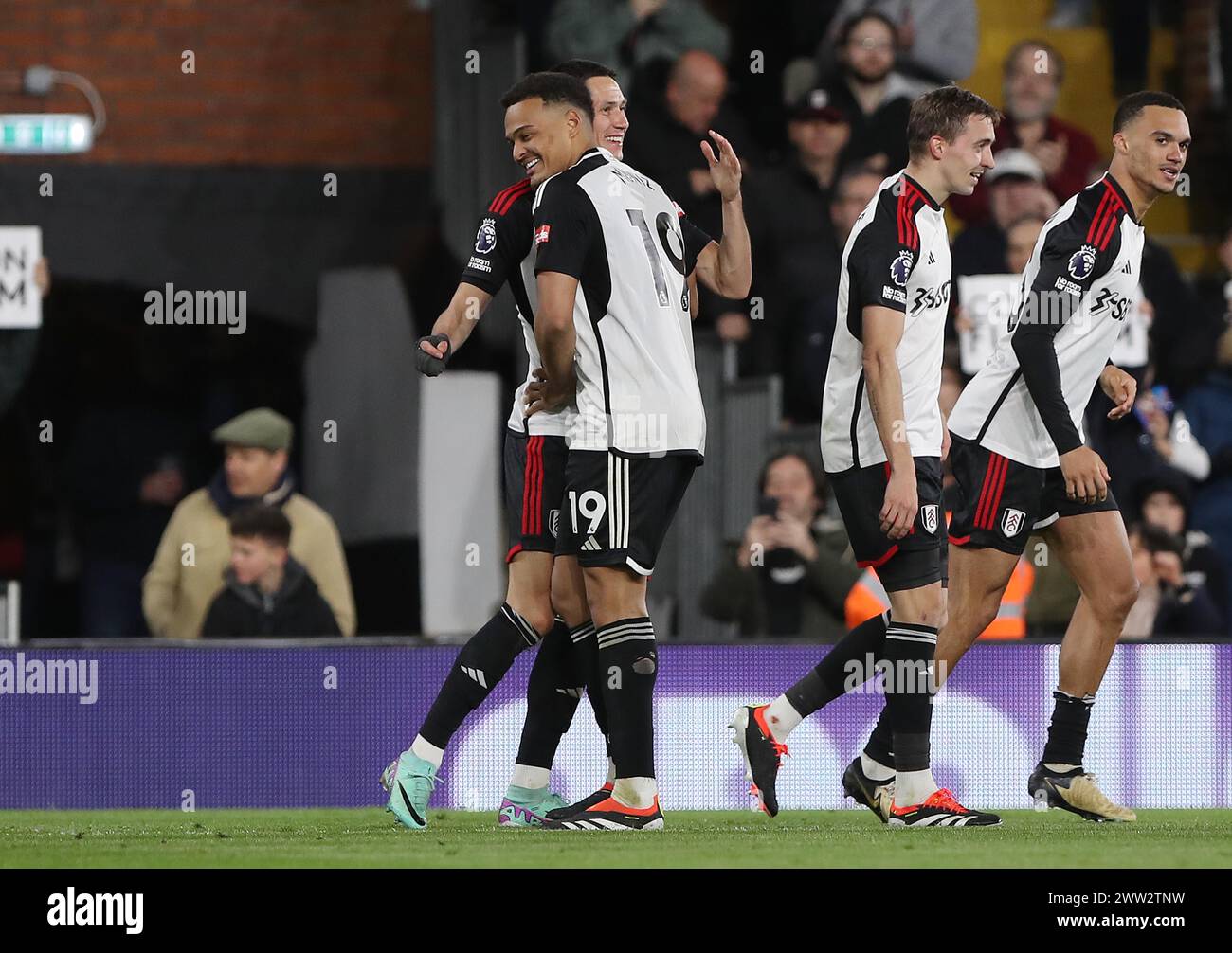 GOAL 2-0, Sasa Lukic of Fulham goal celebration with Rodrigo Muniz of ...