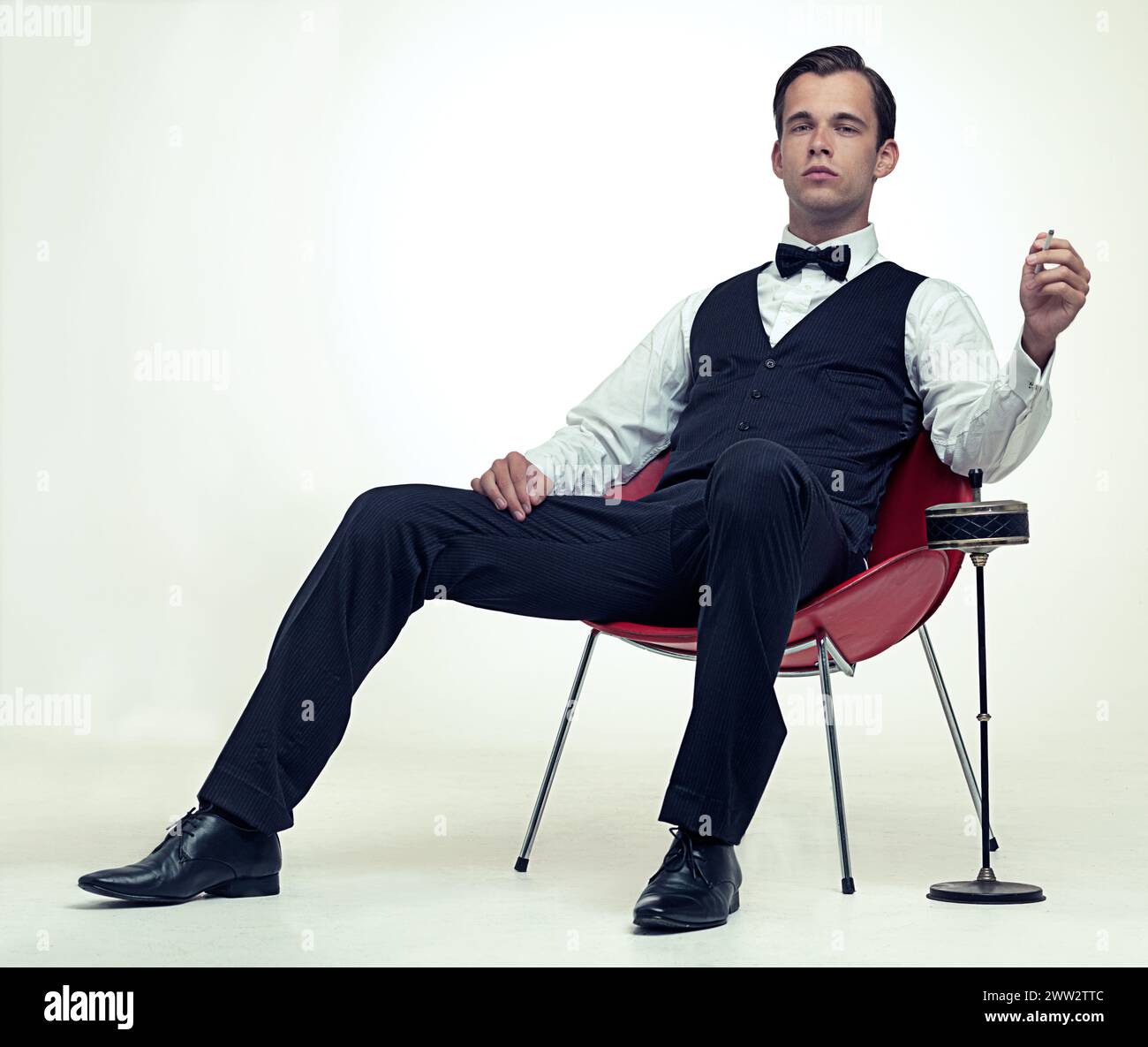 Fashion, gentleman and portrait with tuxedo and cigarette for stylish ...