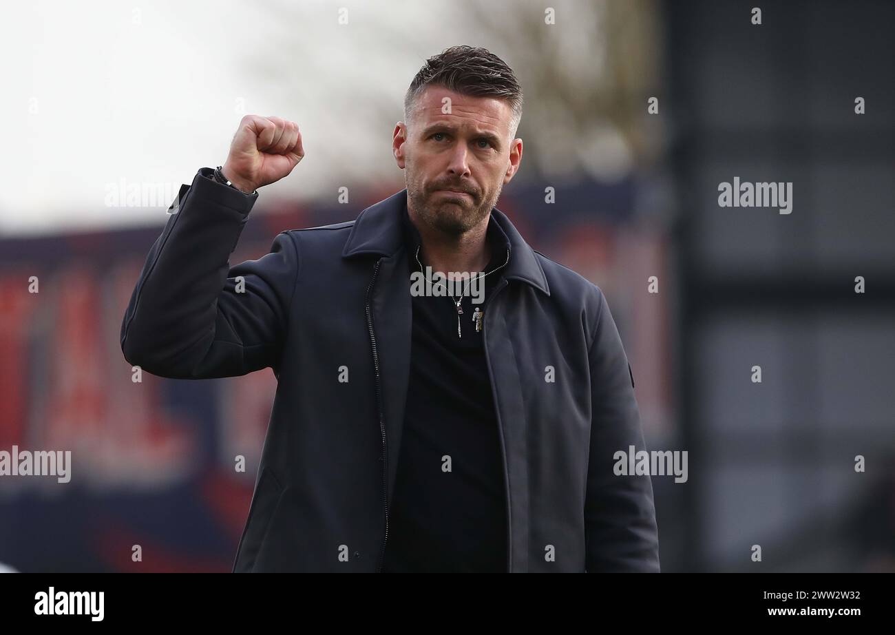 Rob Edwards Manager of Luton Town celebrates at the full time whistle ...