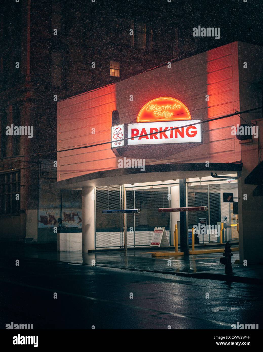 Electric City Parking neon sign at night in Scranton, Pennsylvania ...