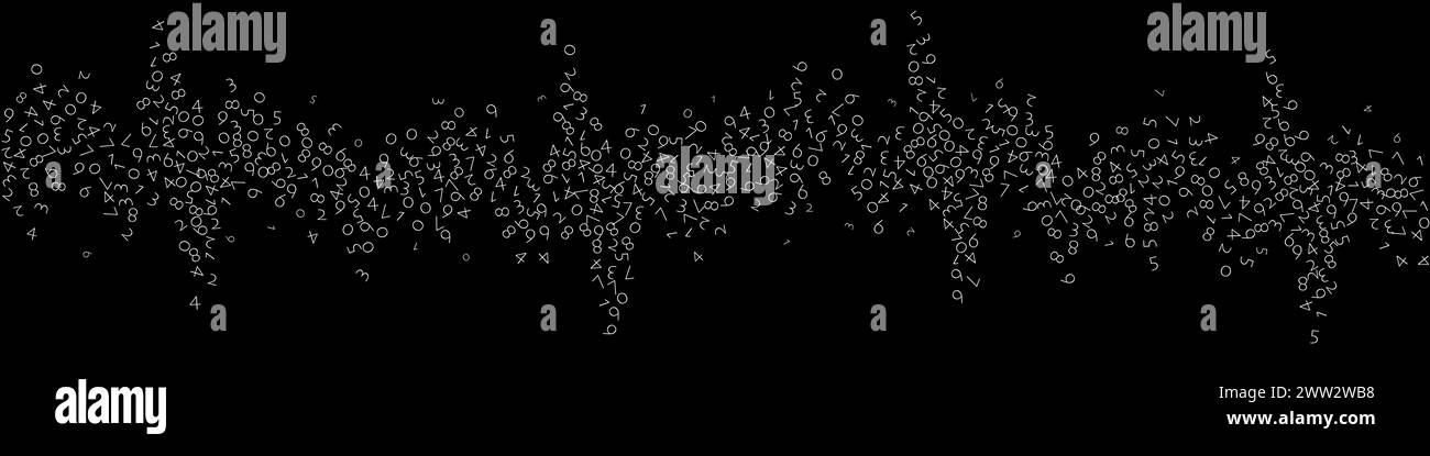 Falling numbers, big data concept. Binary white disorderly flying ...